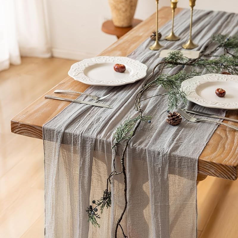 Keketo Cheesecloth Table Runner Ivory Cream White Gauze Rustic Cheese ...