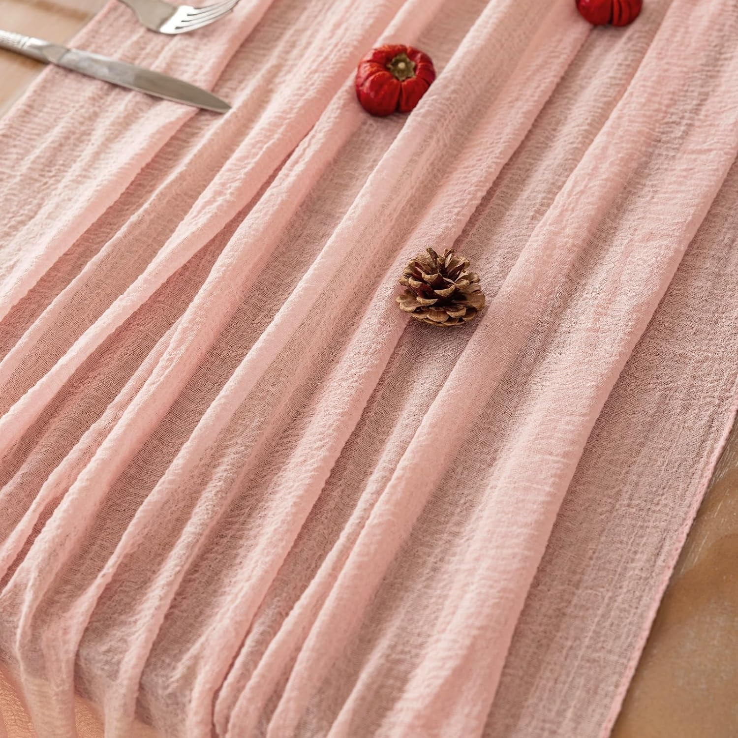 Keketo Pink Table Runner Cheese Cloth Rustic Gauze Cheesecloth Table ...