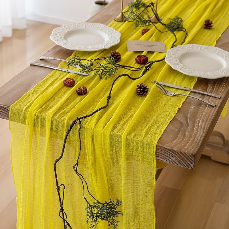 Keketo Sage Green Spring Table Runner Cheesecloth 120 Inch 10 FT Rustic ...