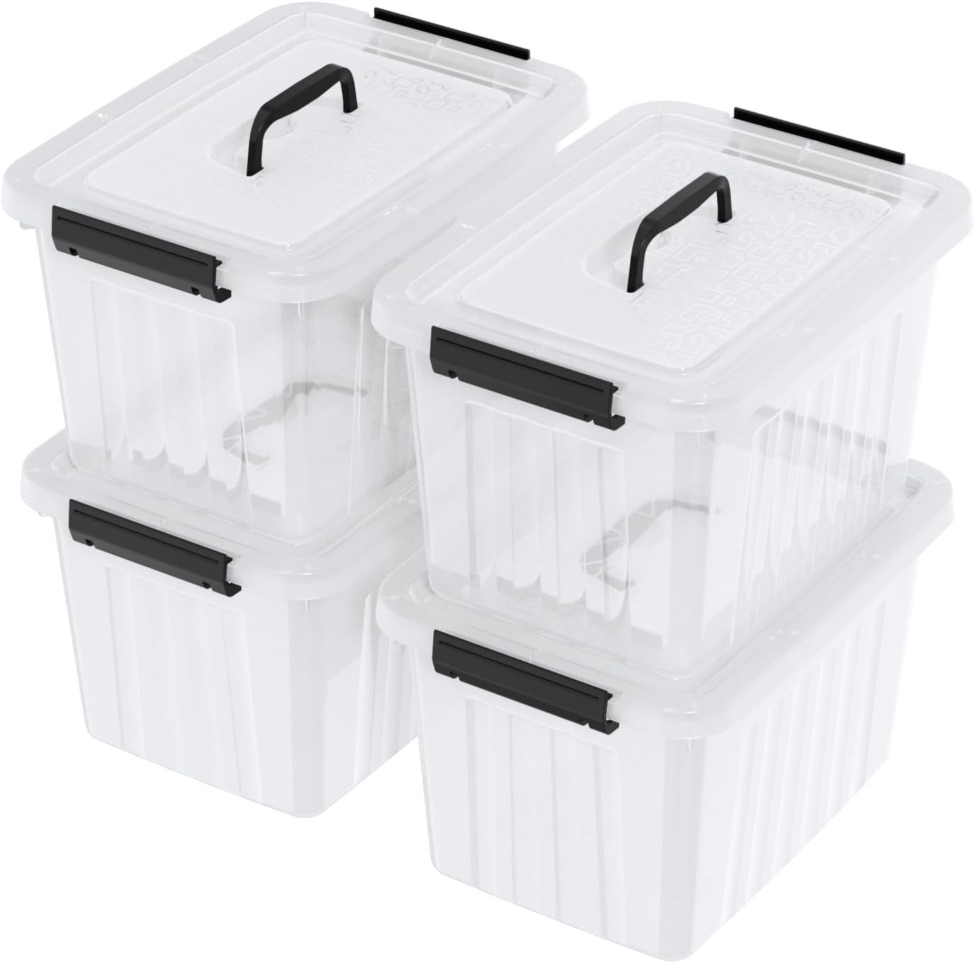 Kekow 18 L Clear Storage Bin with Lid, Clear Plastic Storage Totes, 4 ...