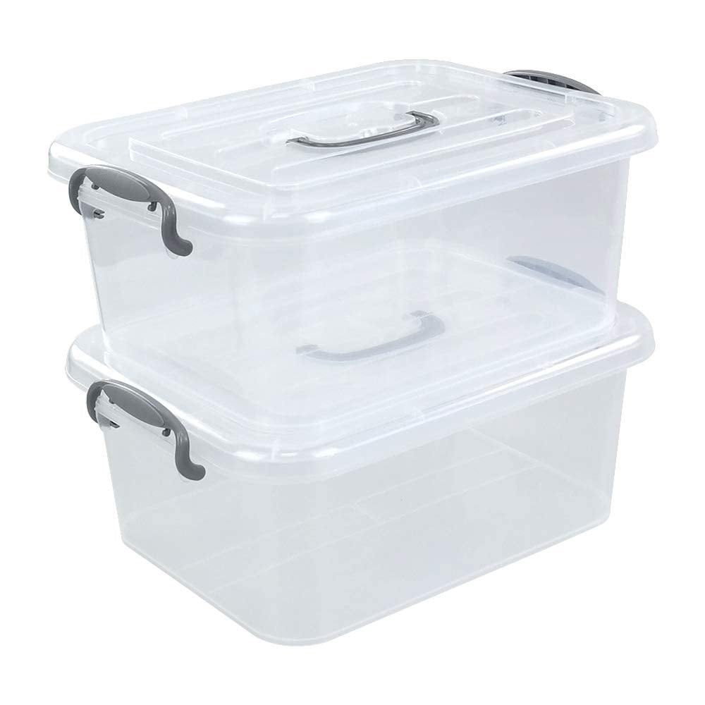 Kekow 2-Pack Clear Storage Latch Box, Plastic Containers with Lids, 8 L ...
