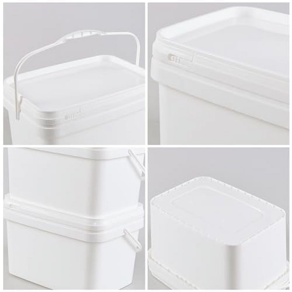 Kekow 4 Pack 3 Gallon Rectangle Plastic Bucket with Lid, Square Utility ...