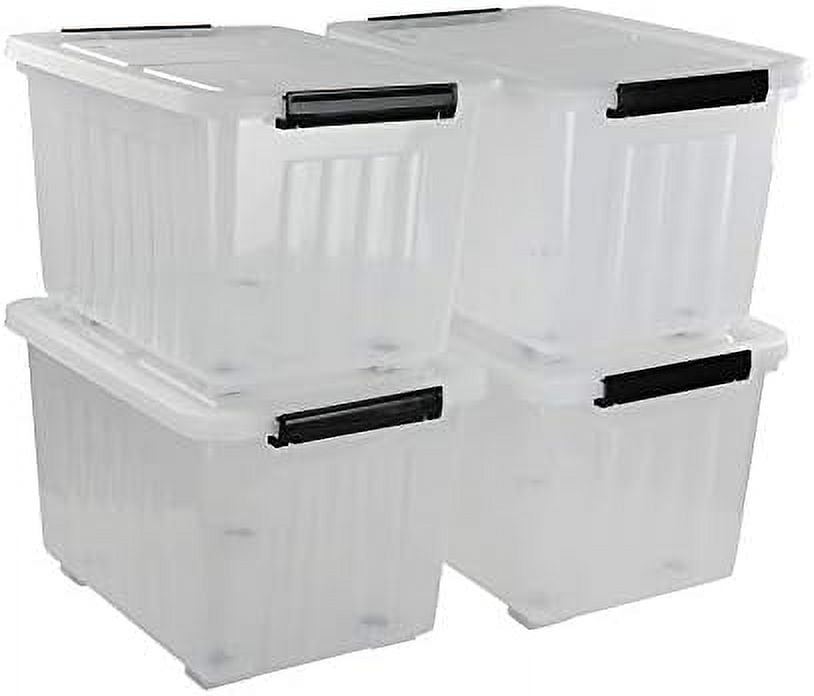 Kekow 4-Pack Clear Plastic Large Storage Box, Latch Storage Bin with ...