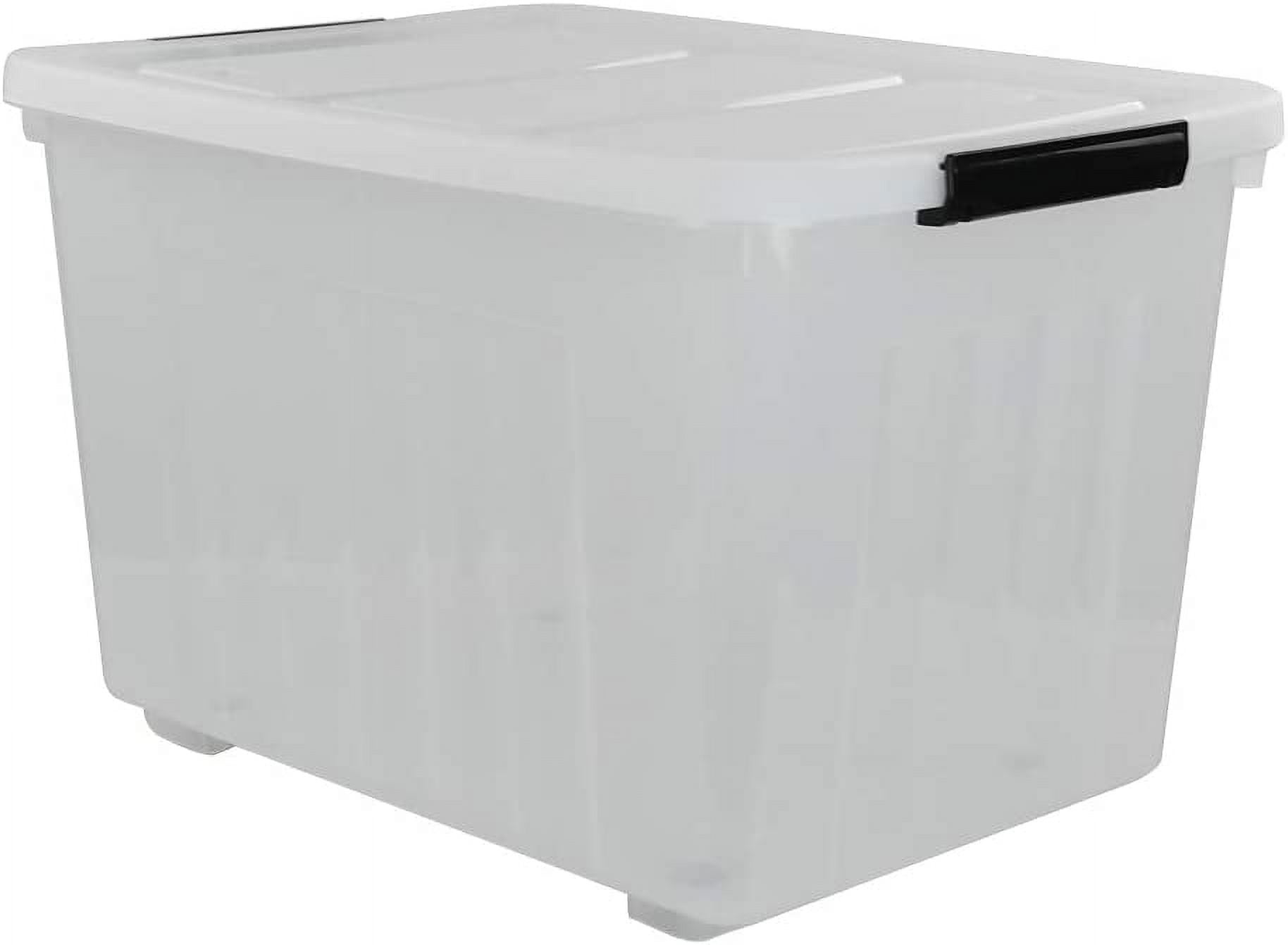 Kekow 4-Pack Clear Plastic Large Storage Box, Latch Storage Bin with ...