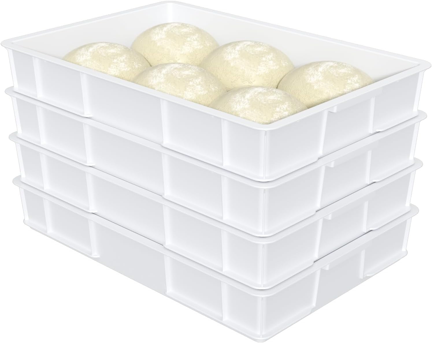 Kekow 4 Pack Plastic Pizza Dough Proofing Containers, Stackable Pizza ...