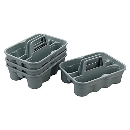 Kekow 4-Pack Plastic Storage Caddy, Carry Caddy with Handle, Gray ...