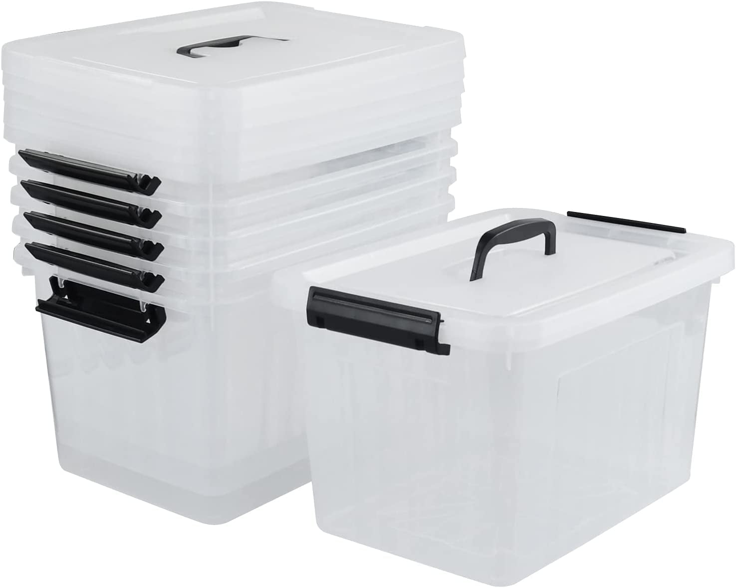 Kekow 6-Pack 10 L Plastic Storage Boxes, Clear Plastic Storage Bins ...