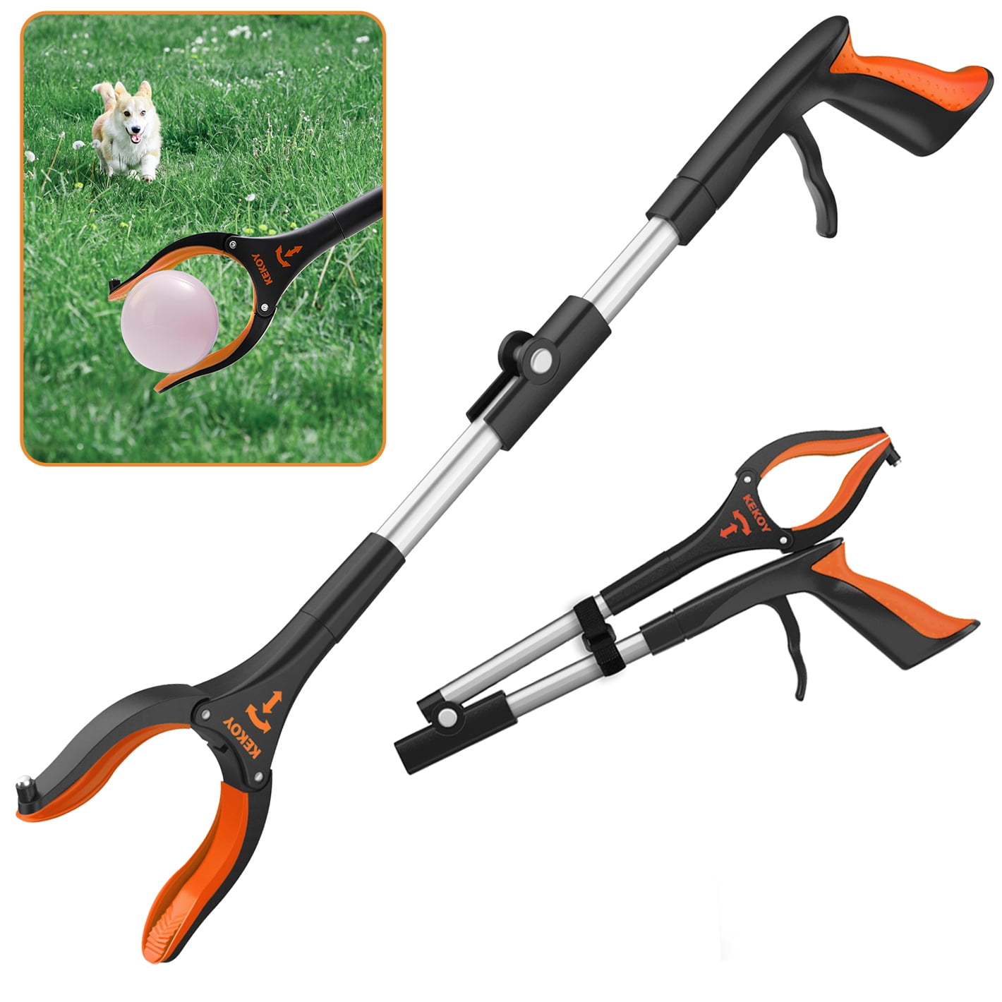 Kekoy 32'' Lighted Folding Grabber, Rotating Jaw, Aluminium Alloy Pick ...