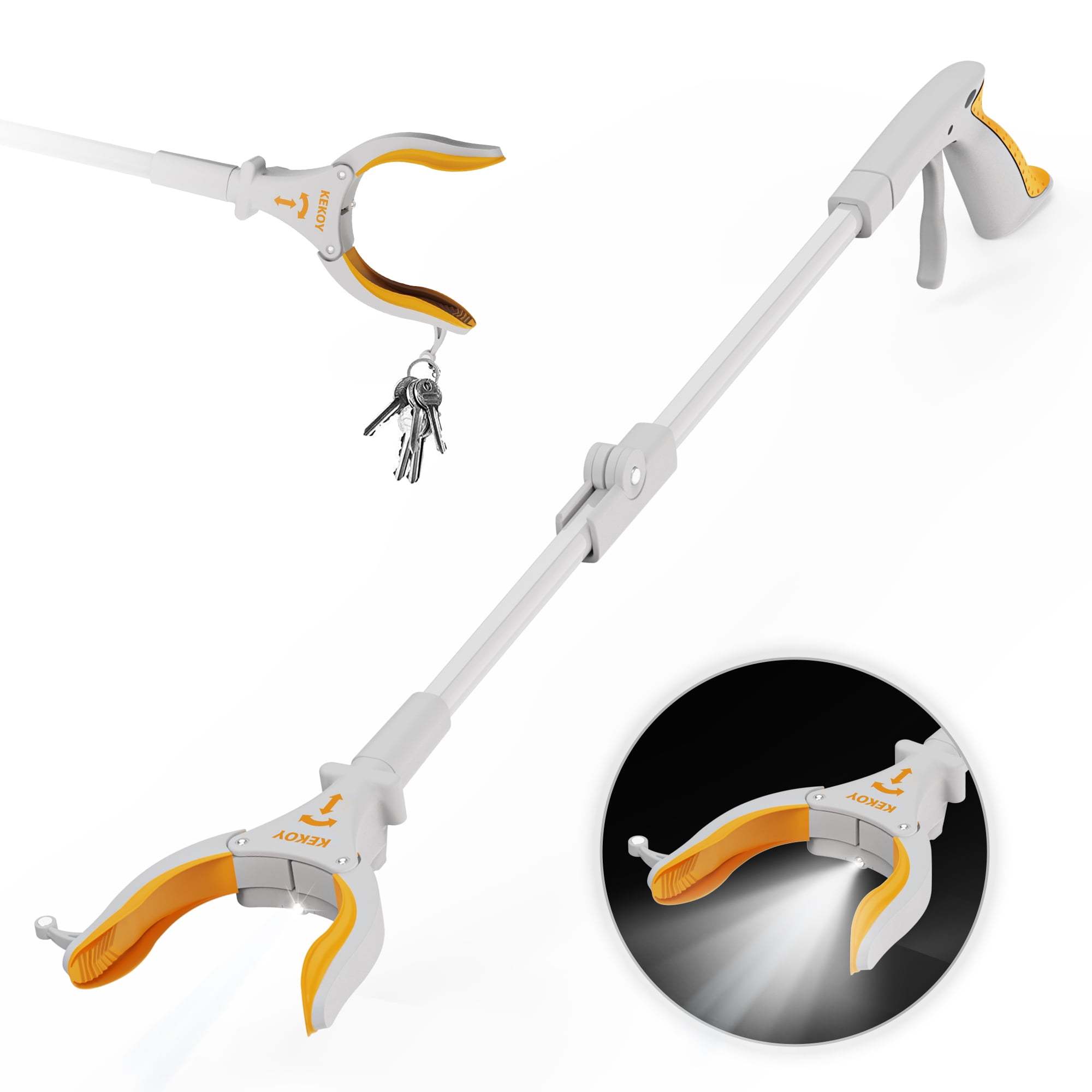Kekoy 32'' Grabber Reacher Tool, Foldable Grabber with Light, Extra ...
