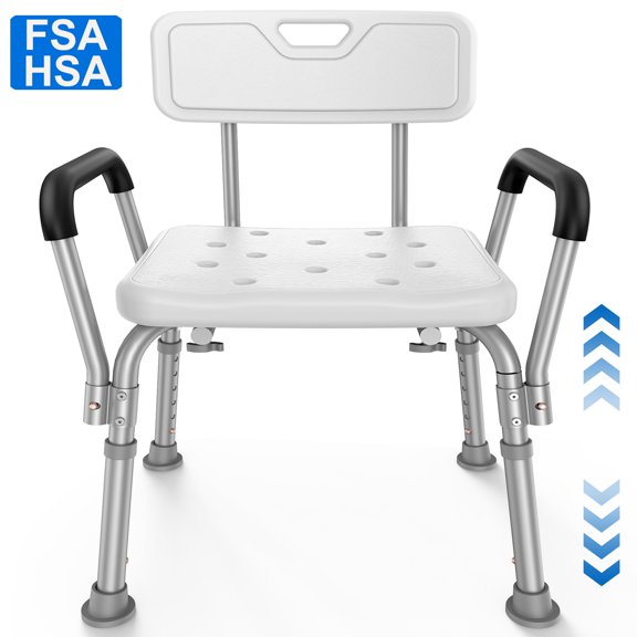 Medline Bath Chair and Shower Chair with Back and Armrests for Elderly ...
