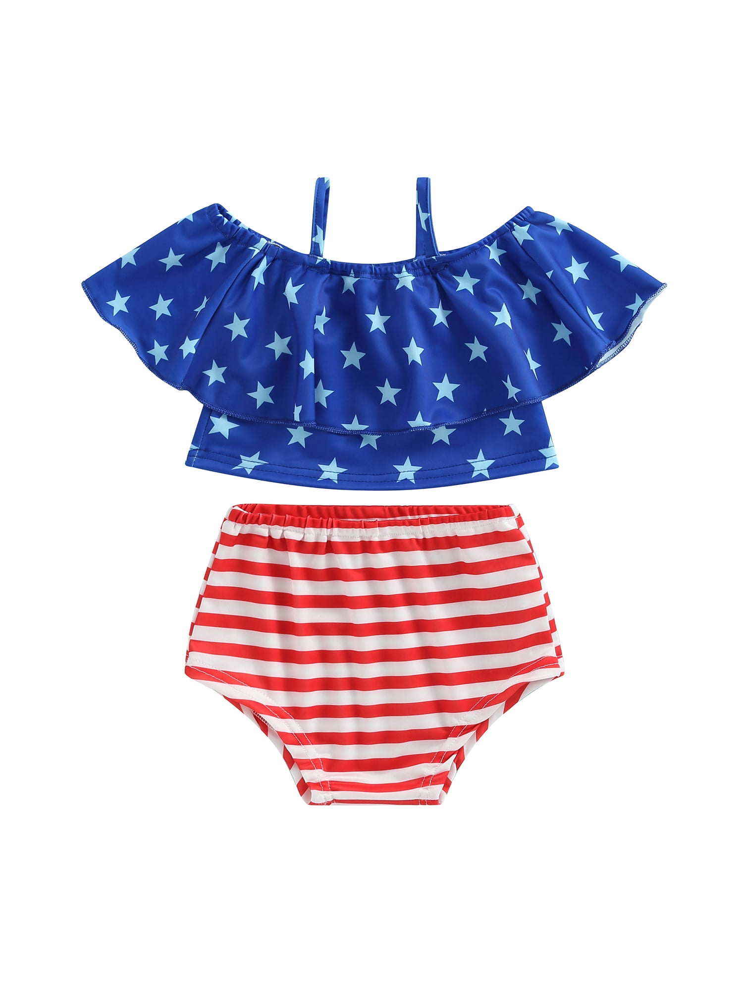 KelaJuan 2pcs Toddler Girls Swimsuits Summer Ruffle Bikini Set Stars ...