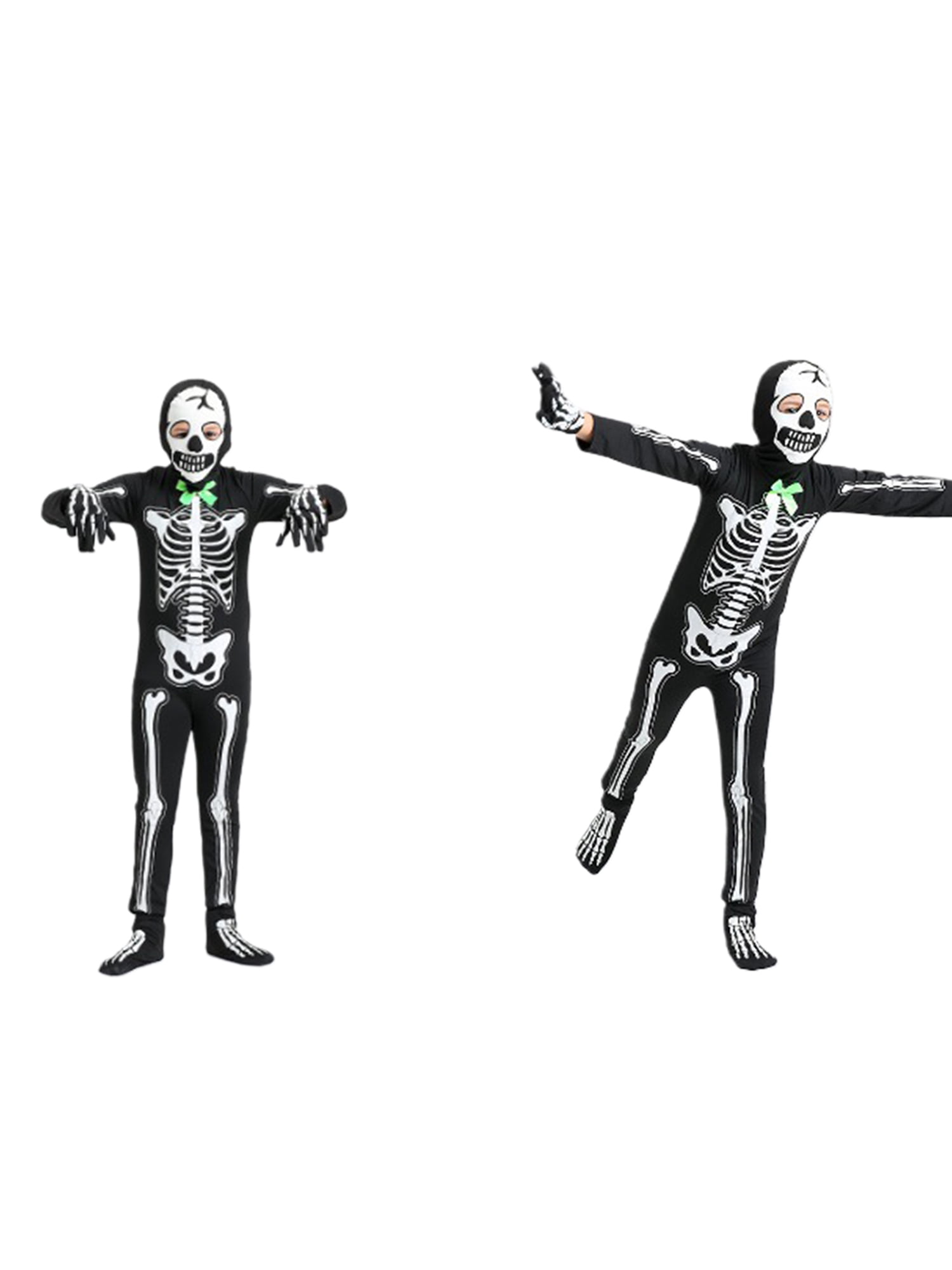 KelaJuan Halloween Costumes for Kids Skull Jumpsuit and Hat Gloves Foot ...