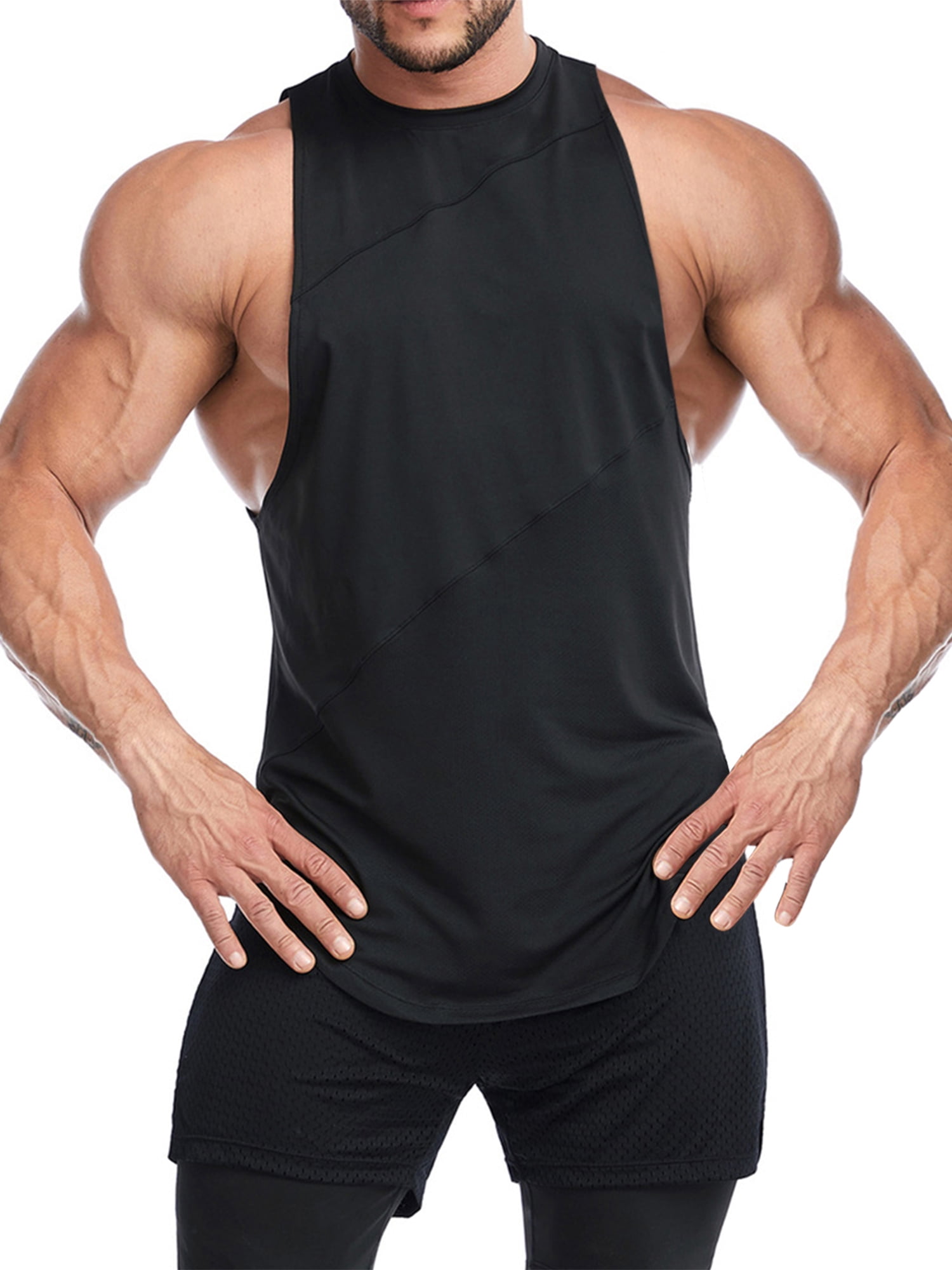 KelaJuan Men Muscle Fitness Sports Vest Round Neck Sleeveless Workout ...