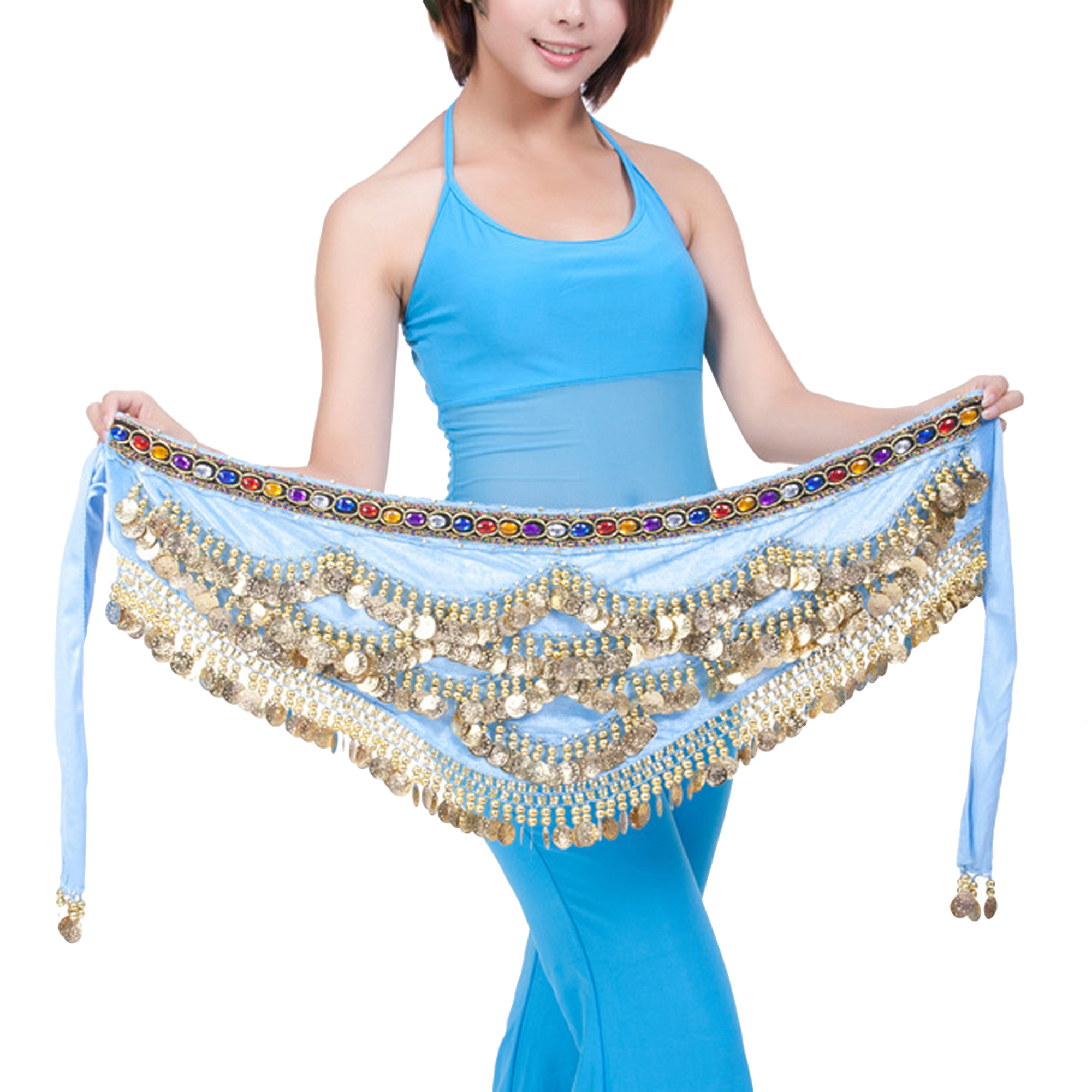 KelaJuan Women Belly Dance Hip Scarf Rhinestones Sequins Tassel Wrap ...