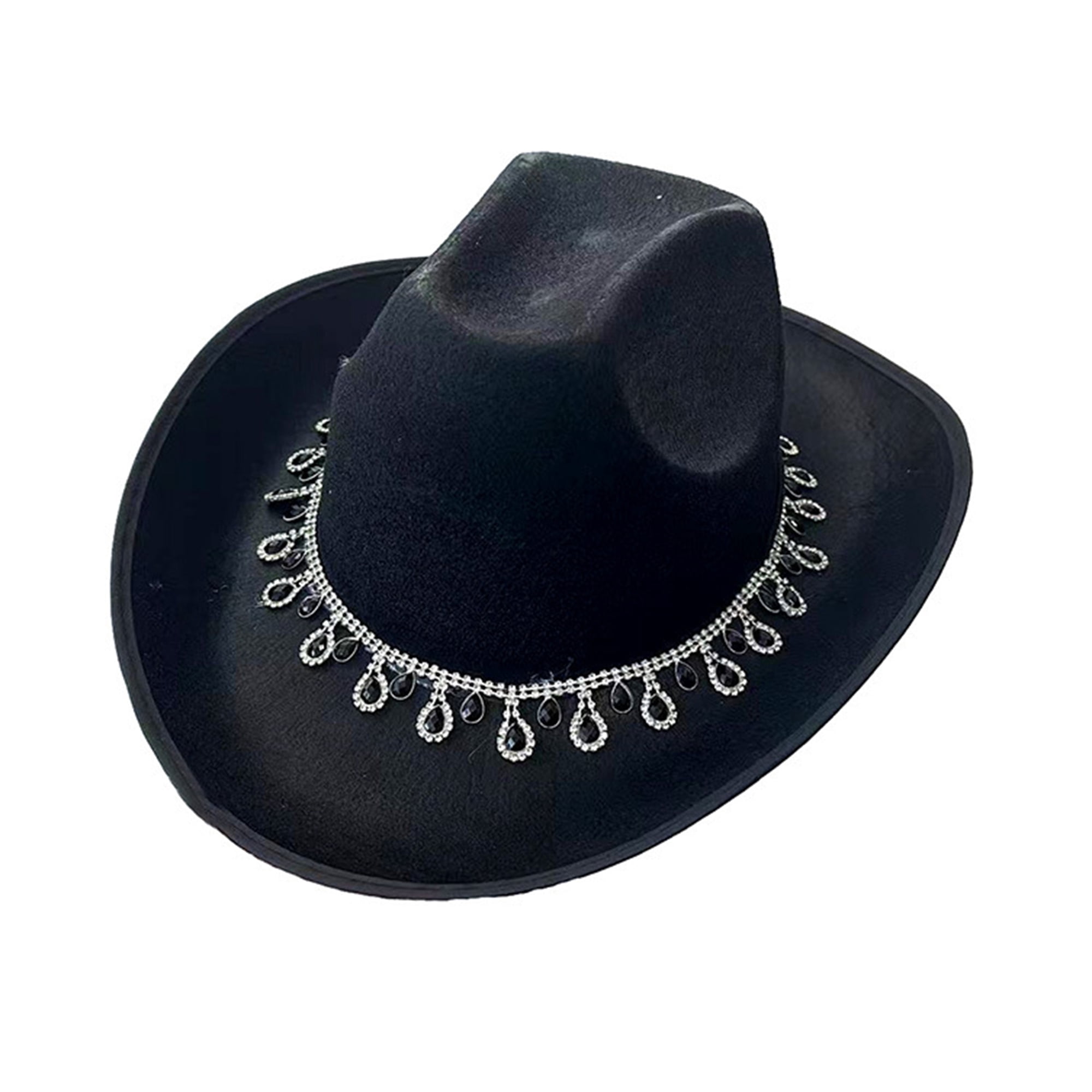 KelaJuan Women Cowboy Hat Water Drop Tassel Rhinestones Western Cowgirl ...