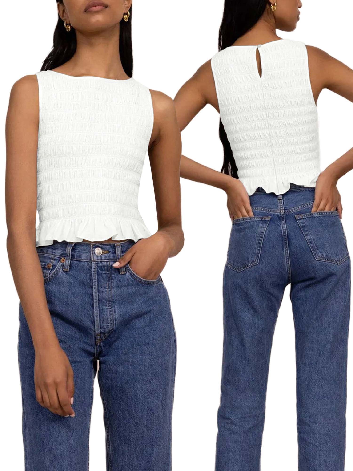 KelaJuan Women's Solid Color Tank Tops, Fashion Sleeveless Round Neck ...