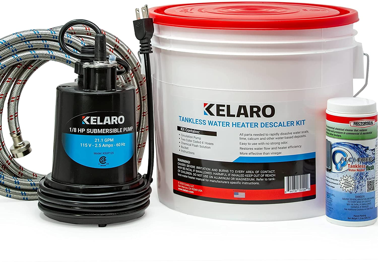 Kelaro Tankless Water Heater Flushing Kit with Rectorseal Calci-Free ...