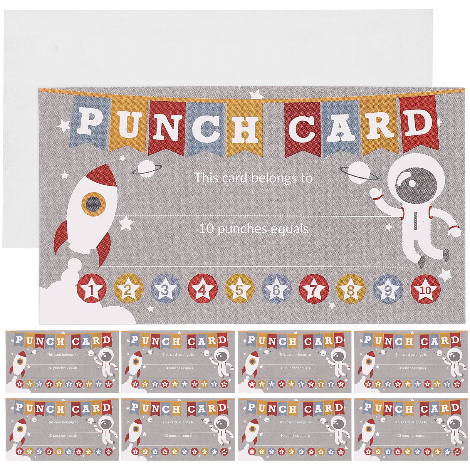 Kelingqi 100Pcs Cartoon Punch Cards Incentive Reward Cards Punch Cards ...
