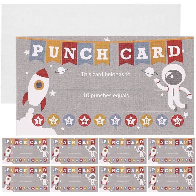Kelingqi 100Pcs Cartoon Punch Cards Incentive Reward Cards Punch Cards ...