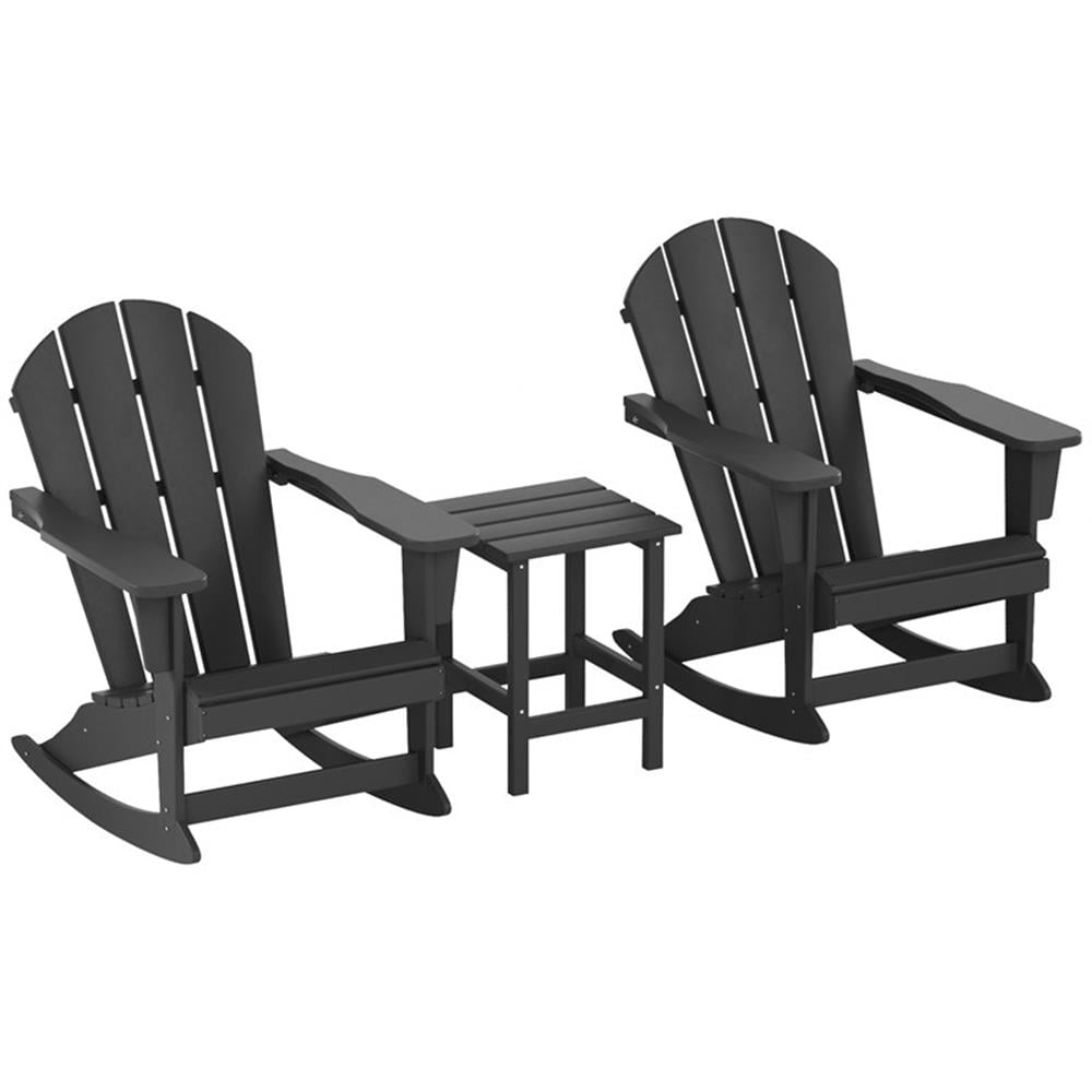 Keller 3 Piece Outdoor Rocking Chair and Table Set in Gray - Walmart.com