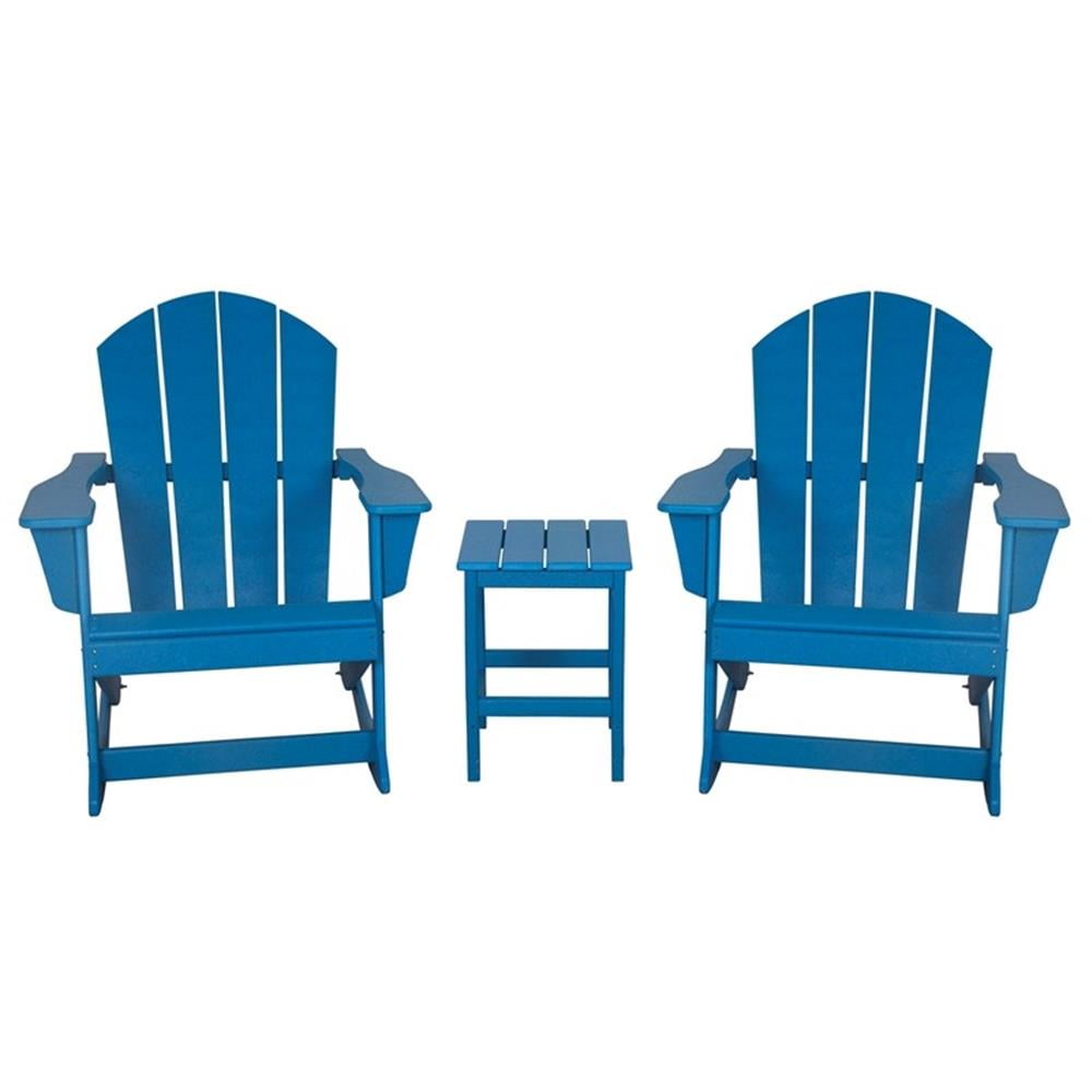 Keller 3 Piece Outdoor Rocking Chair and Table Set in Pacific Blue ...