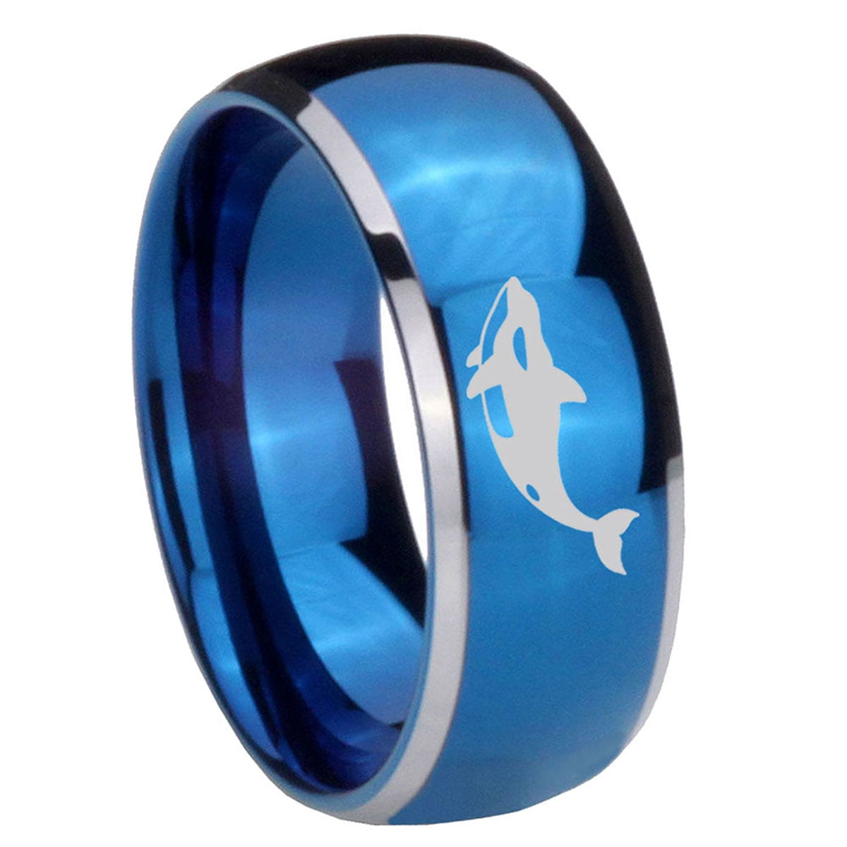 Keller Whale 8MM Polished Blue 2 Tone Dome Tungsten Men Ring - Walmart.com