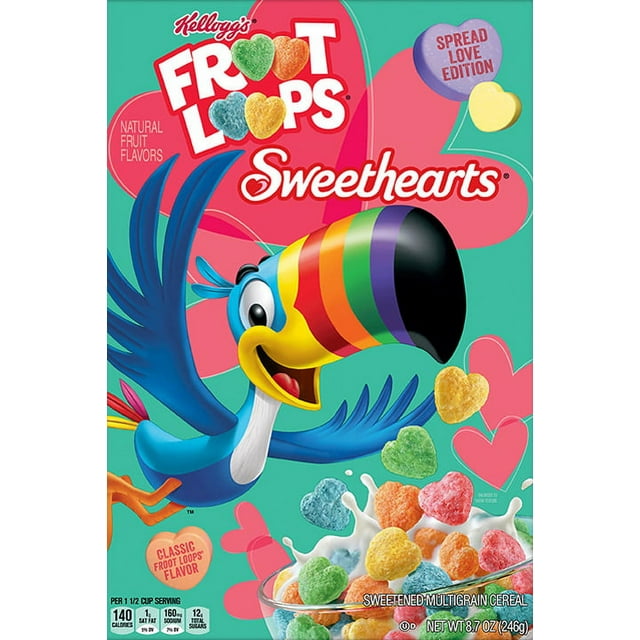 Kellogg's Froot Loops Sweethearts Cold Breakfest Cereal, 8.7 oz Box ...