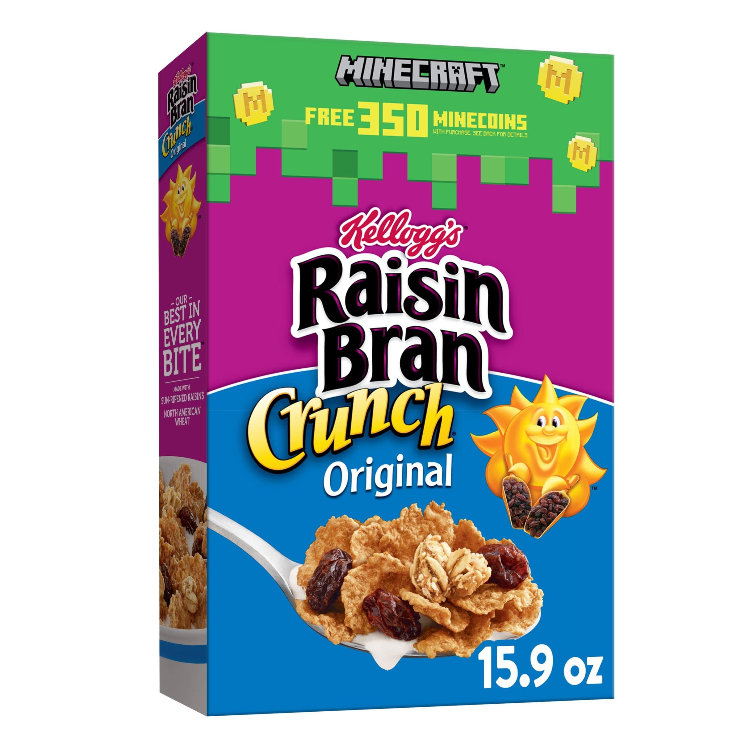 Kelloggs Raisin Bran Crunch Cold Breakfast Cereal Fiber Cereal Heart Healthy Original 15