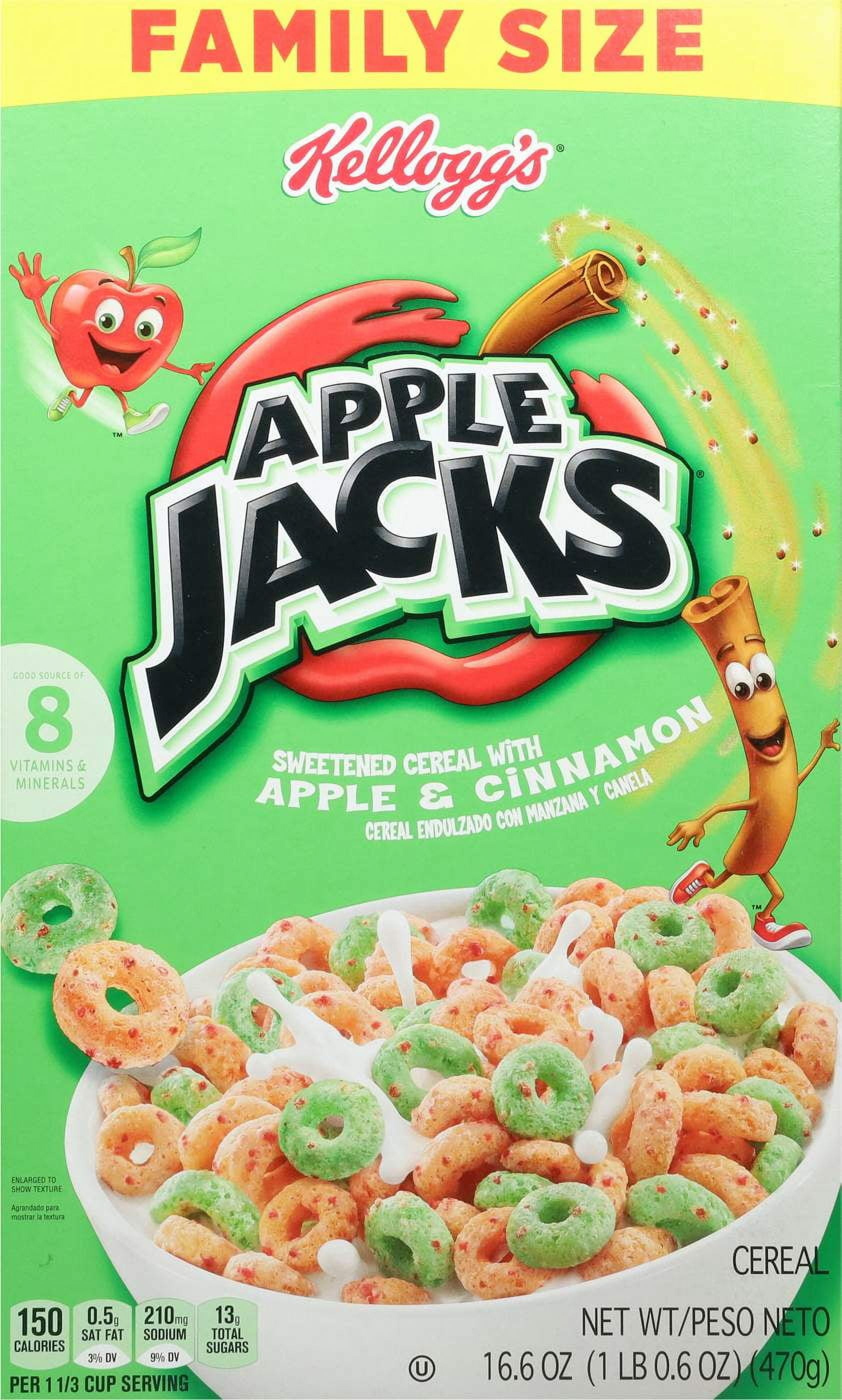 Kellogg's Apple Jacks Cereal - Family Size - 16.6 oz- Pack of 2 ...