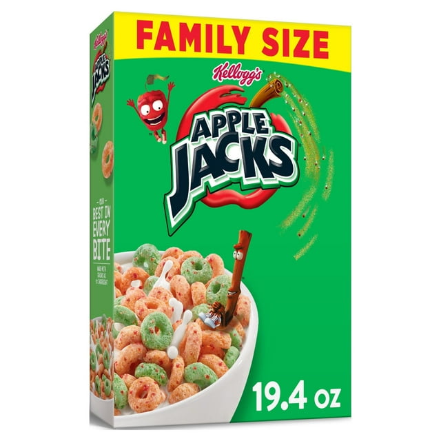 Kellogg's Apple Jacks, Original Cold Breakfast Cereal, Family Size 19.4 ...