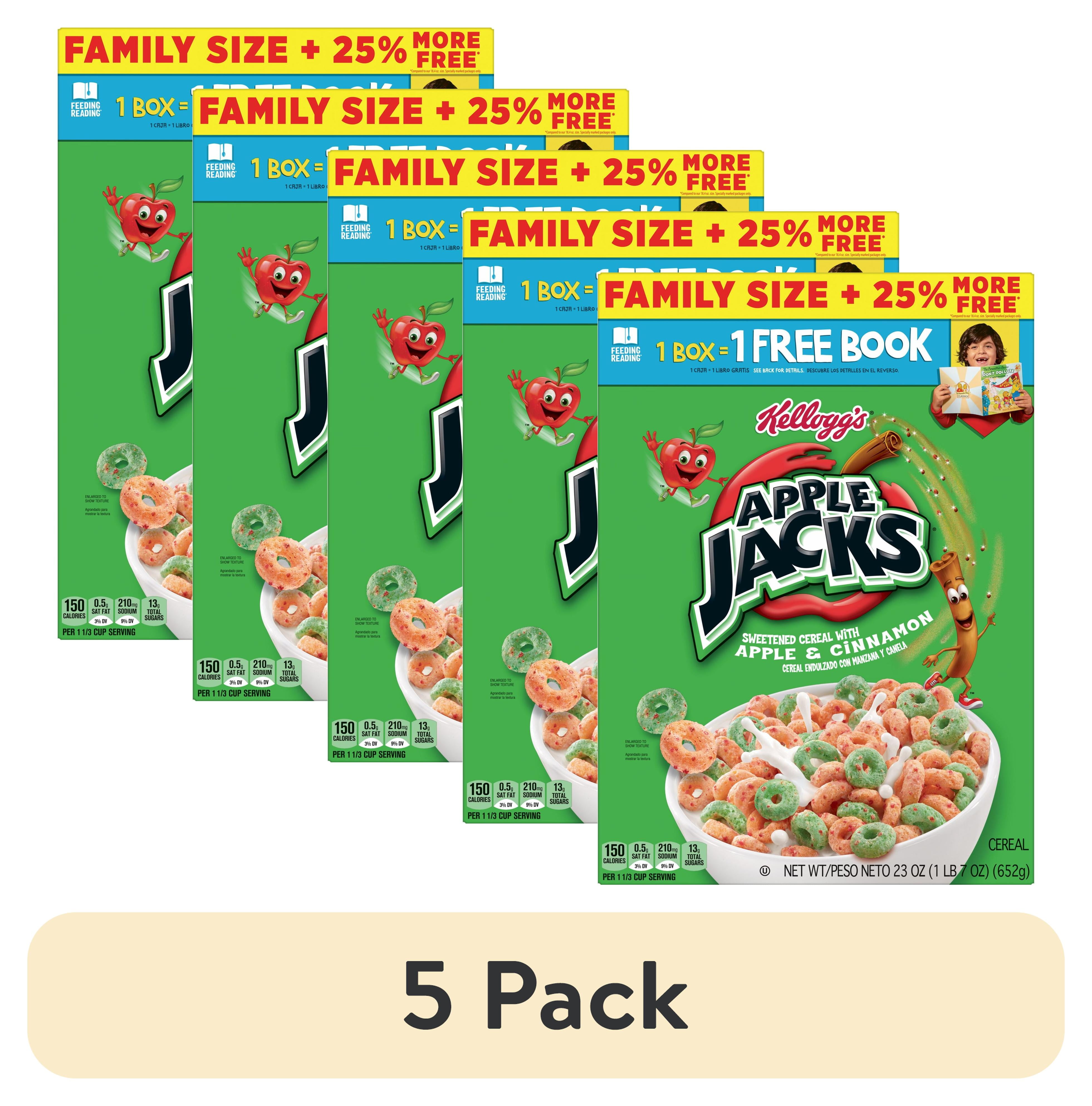 (5 pack) Kellogg's Apple Jacks Original Cold Breakfast Cereal, Family ...
