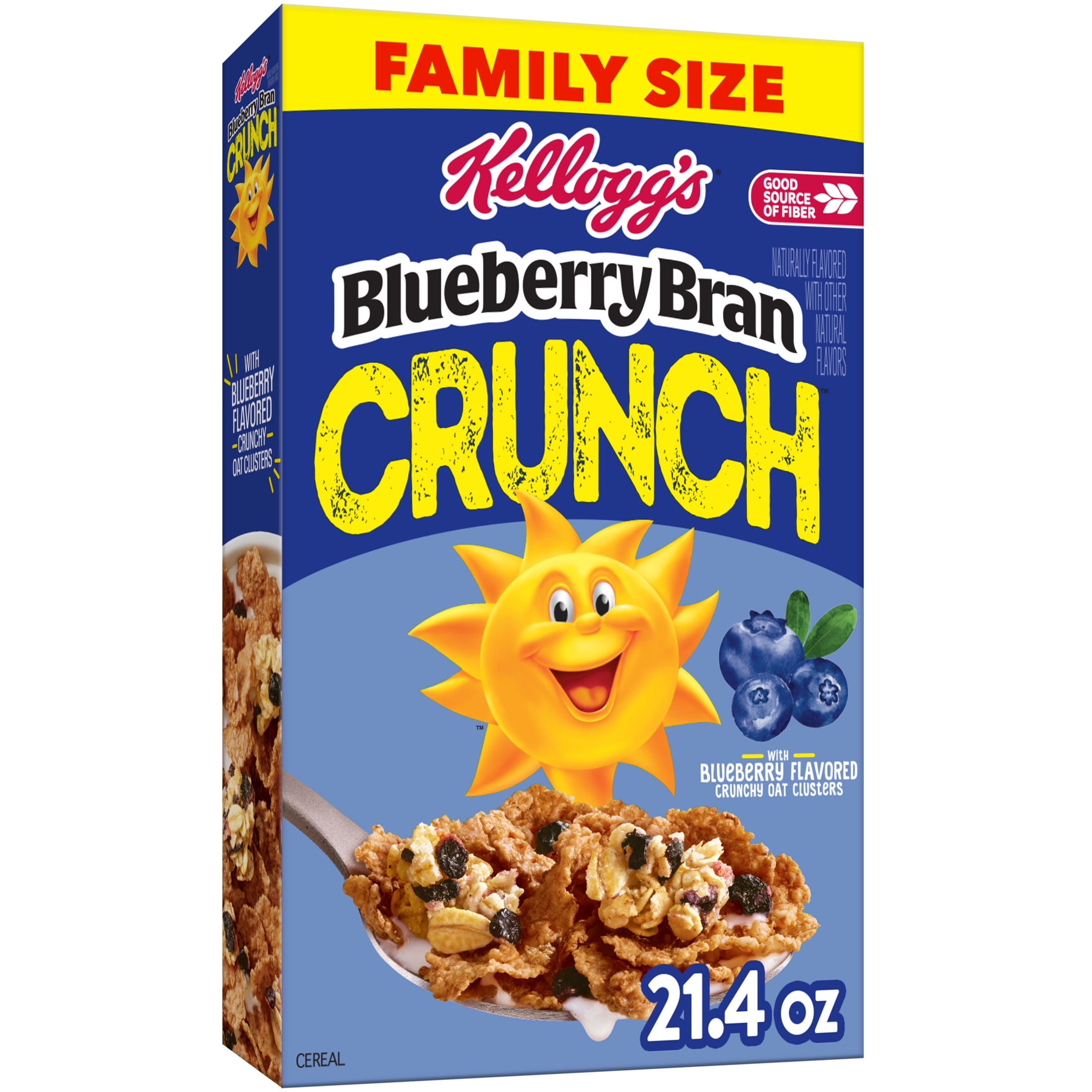 Kellogg's Blueberry Bran Crunch Breakfast Cereal, Family Breakfast ...