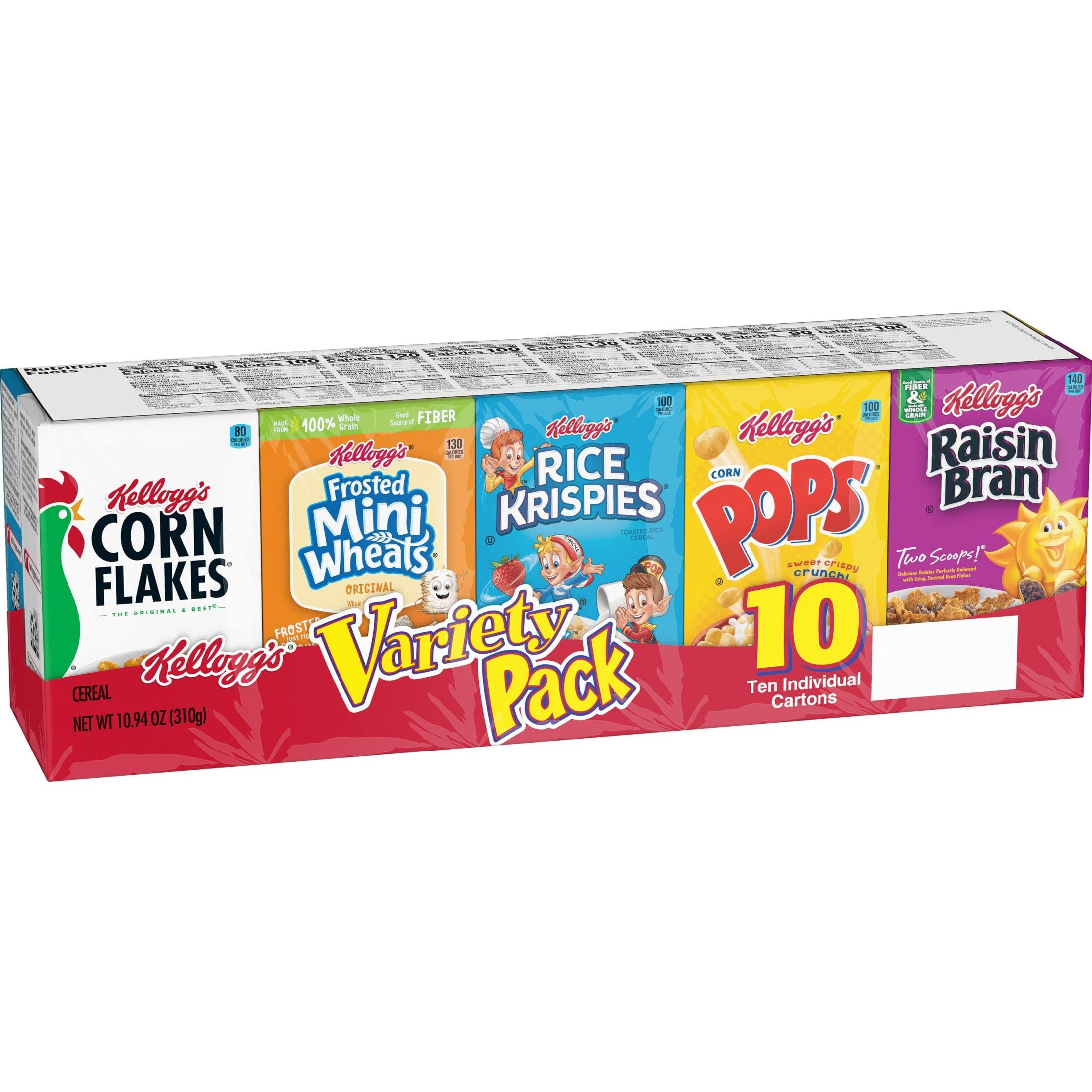 Kellogg's Breakfast Cereal Assorted KEF16 Variety Pack, Corn Mini ...
