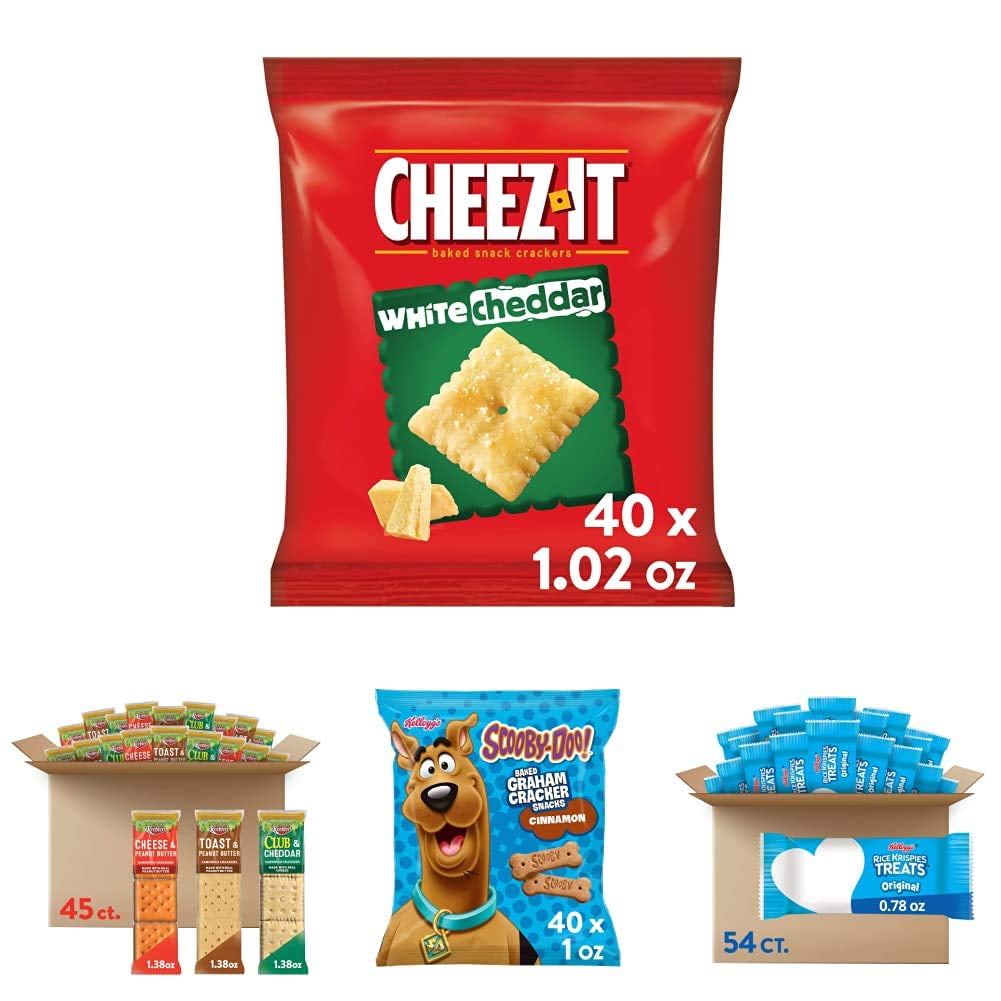 Kellogg,S Bulk Snack Box, Cheez-It White Cheddar Crackers (40 Bags ...