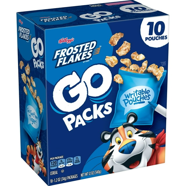 Kellogg's Frosted Flakes Go Packs Cereal, Kids Snacks, Lunch Snacks ...