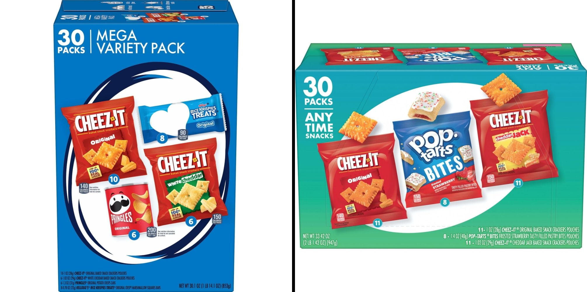 Kellogg's Cheez-It Snacks Mega Variety Pack, 30.1oz & Kellogg's Cheez ...