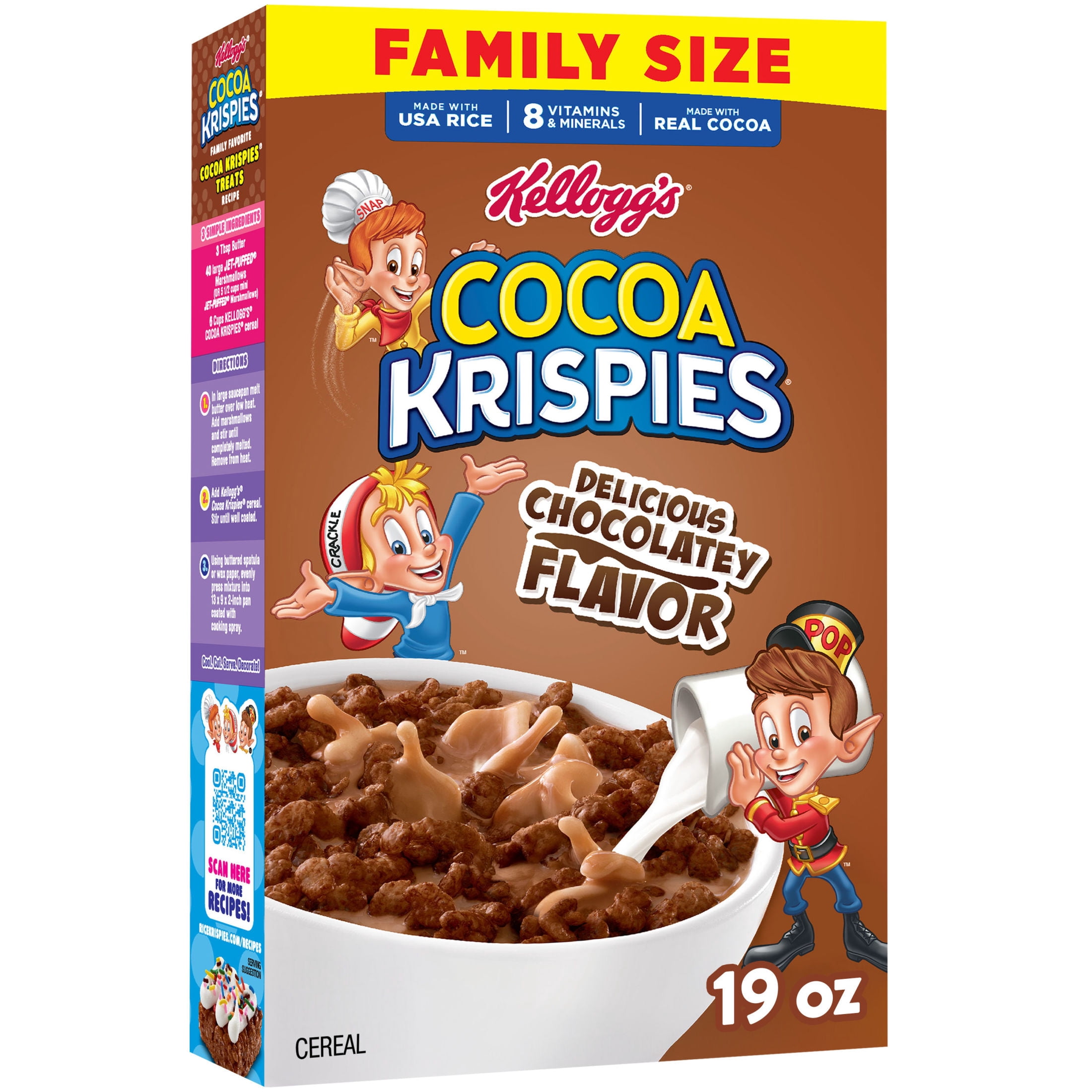 Kellogg's Cocoa Krispies, Breakfast Cereal, 19 oz, Family Size Box ...