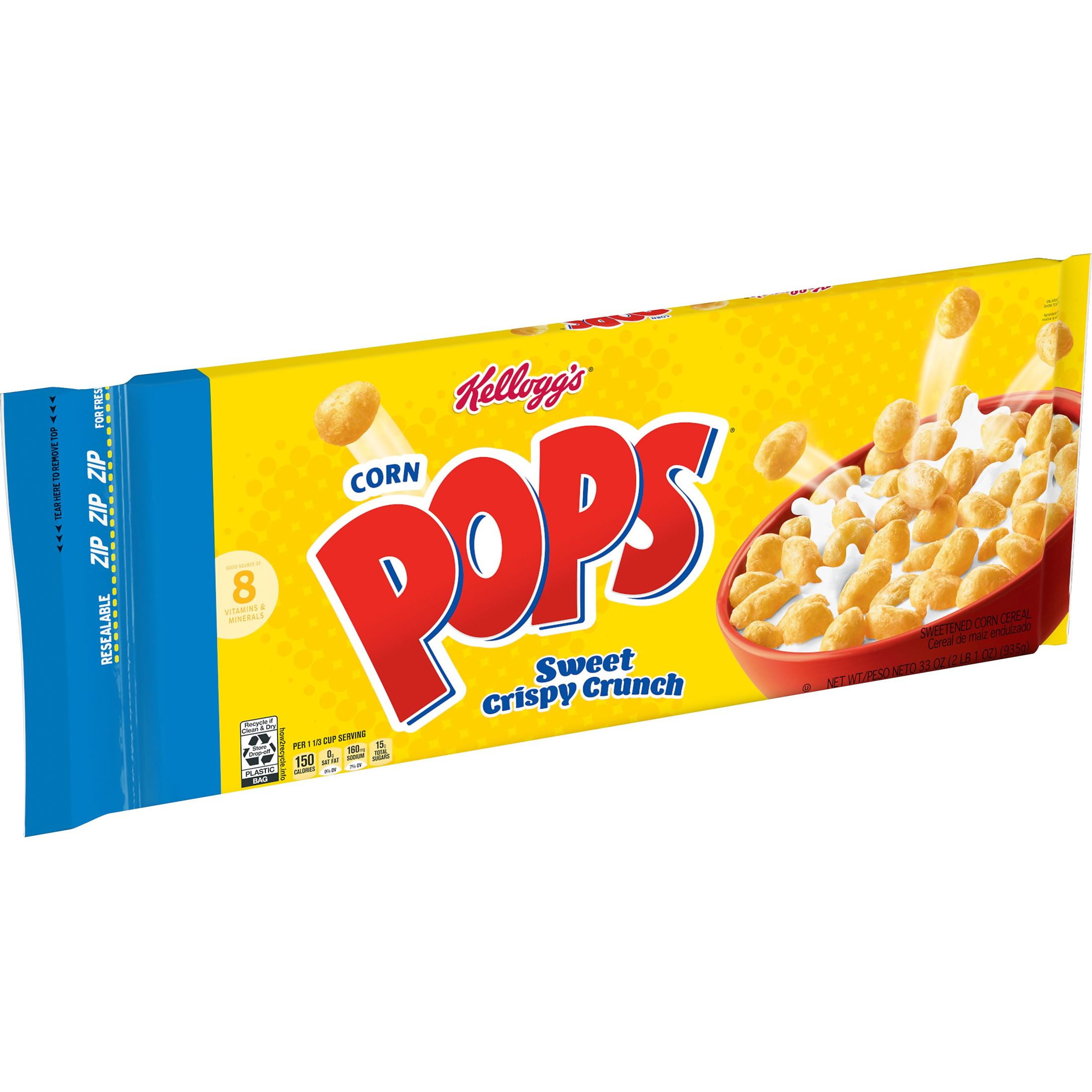 Kellogg's Corn Pops Breakfast Cereal, 8 Vitamins and Minerals, Kids ...