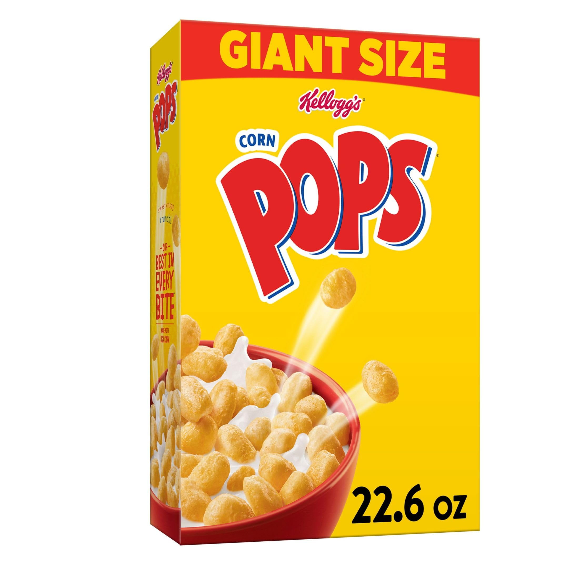 Kellogg's Corn Pops Breakfast Cereal, Sweet Corn Crunch, 8 Vitamins ...
