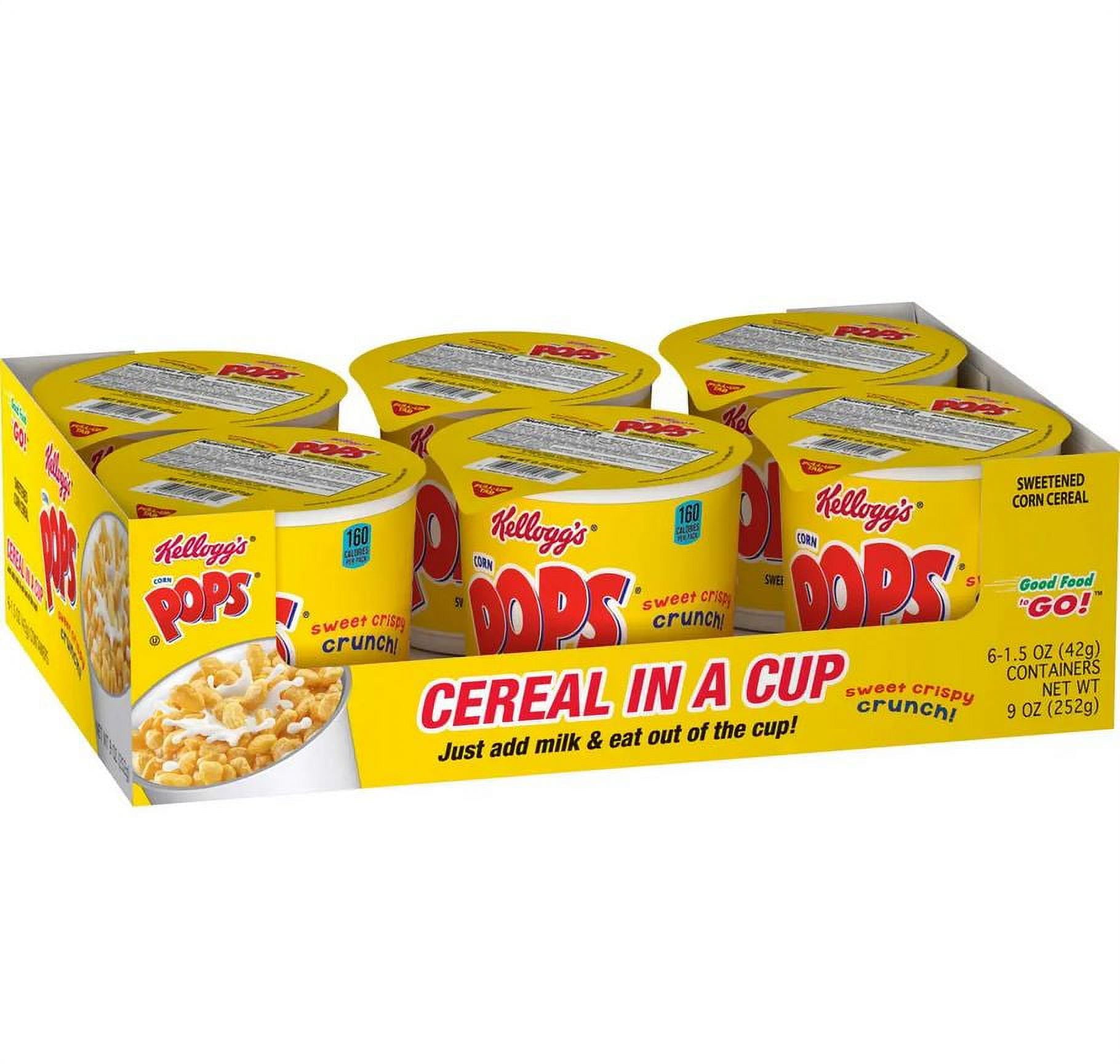 Kellogg’s Corn Pops Delicious Breakfast Cereal Cups,8 Vitamins and ...