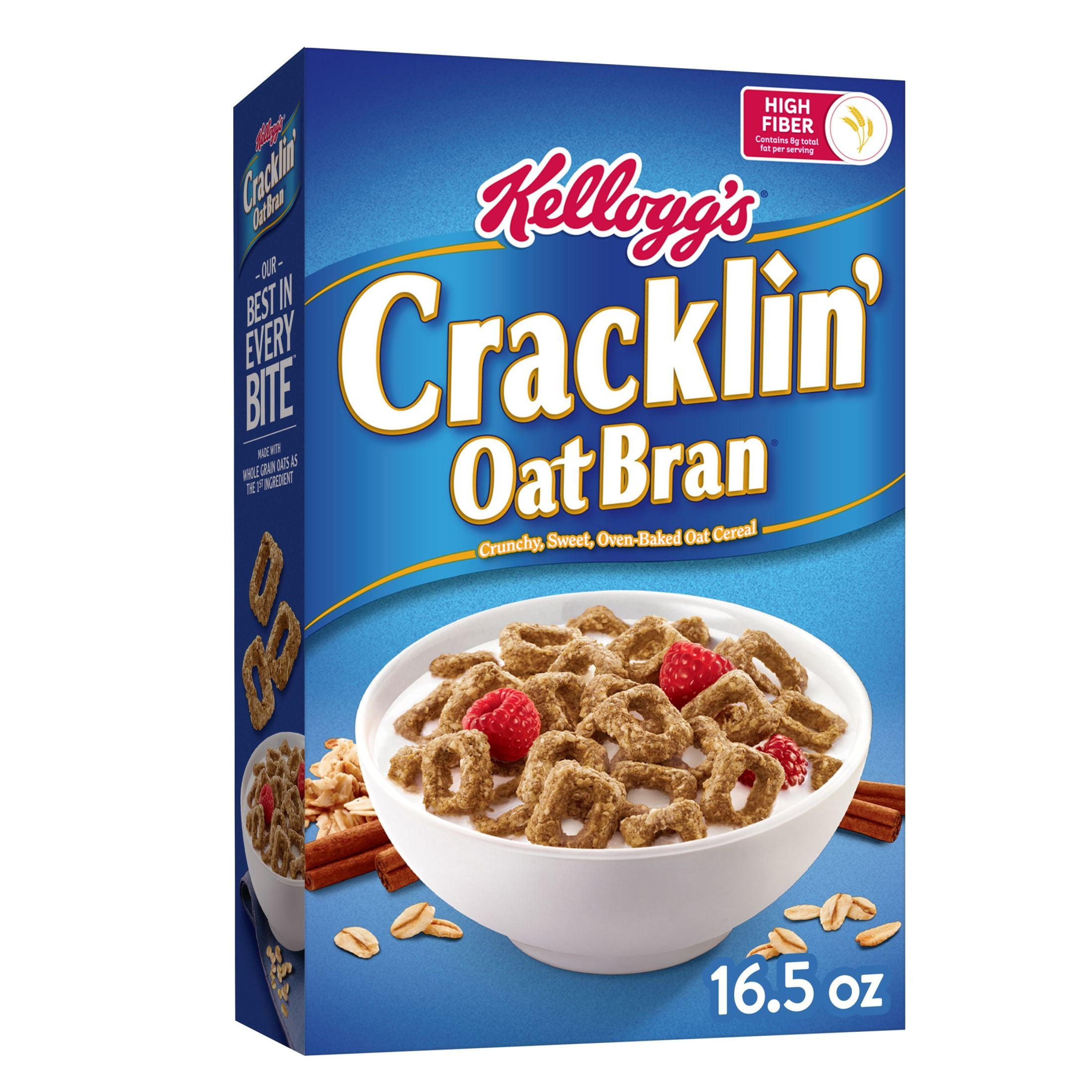 Kellogg's Cracklin' Oat Bran Original Breakfast Cereal, Fiber Cereal ...