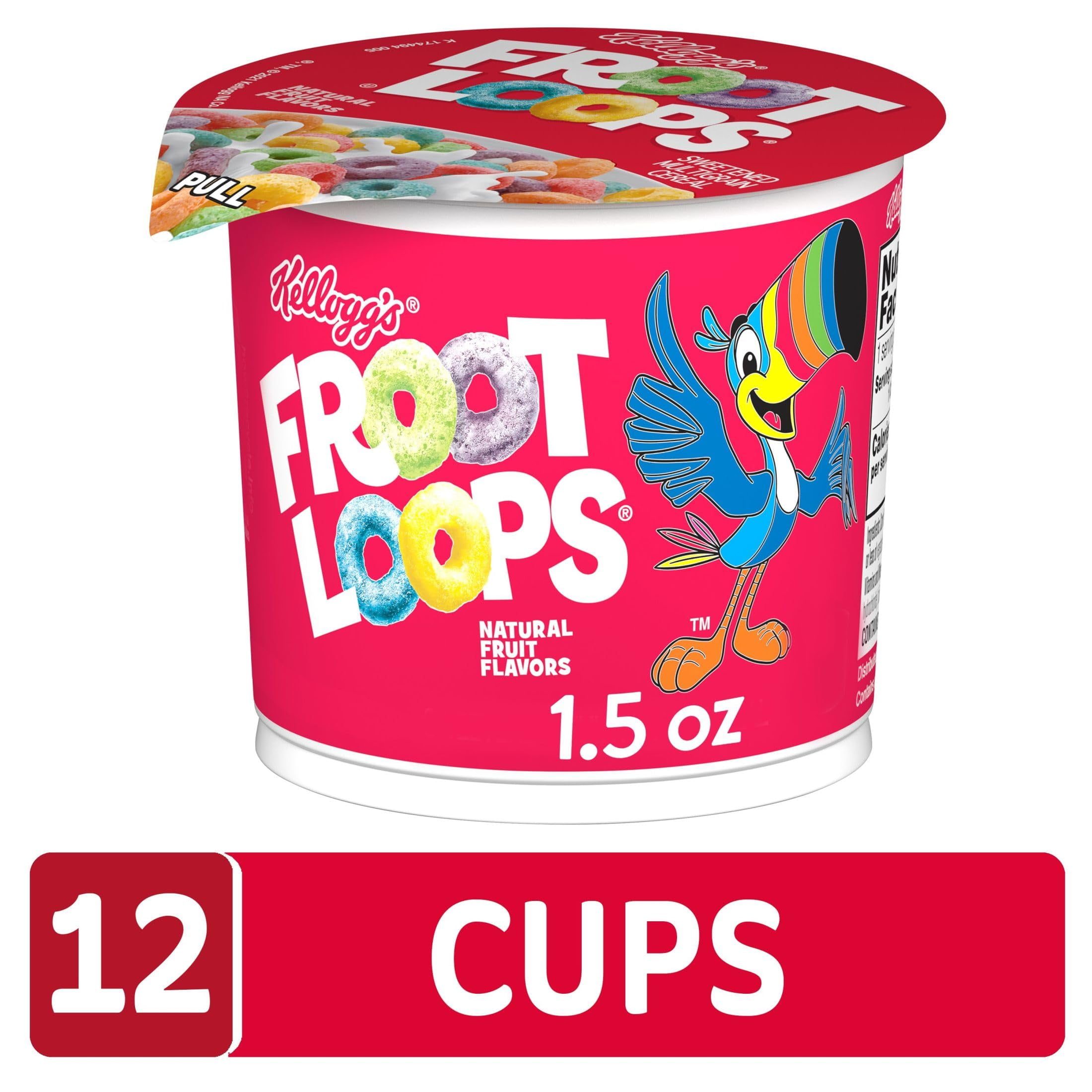 Kellogg's Froot Loops AJH3 Breakfast Cereal Cups, Fruit Flavored ...