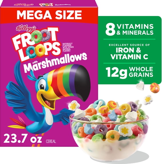 Kellogg's Froot Loops with Marshmallows Breakfast Cereal, 12g Whole ...