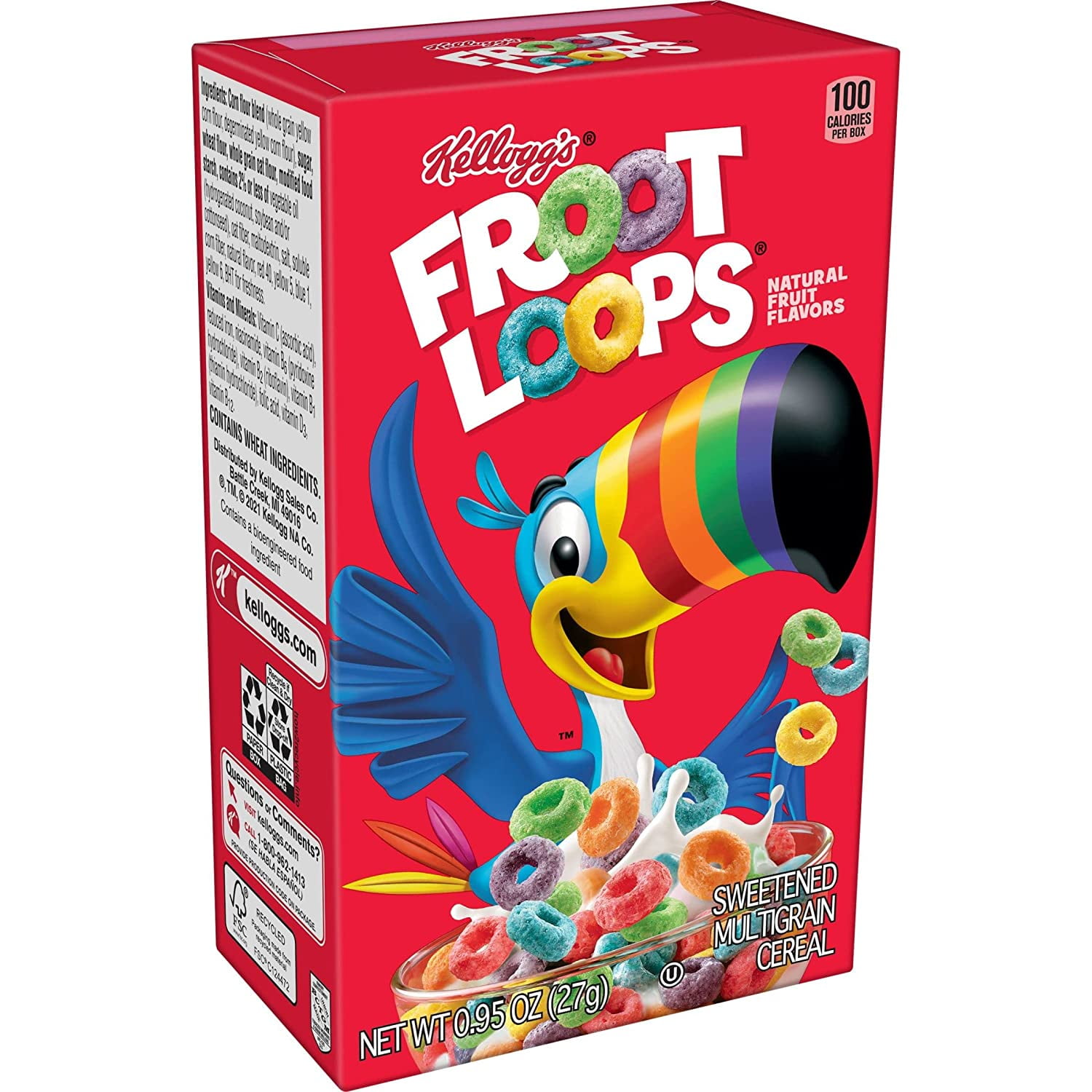 Kellogg's Froot Loops, Breakfast Cereal, Original, .95oz (70 Count ...