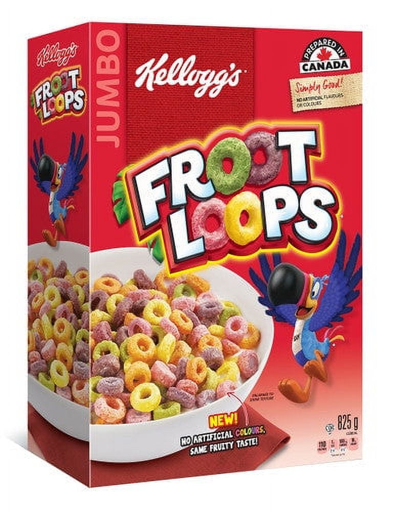 Kellogg's Froot Loops Cereal Jumbo Size 825g, 29.1oz, Made with Whole ...
