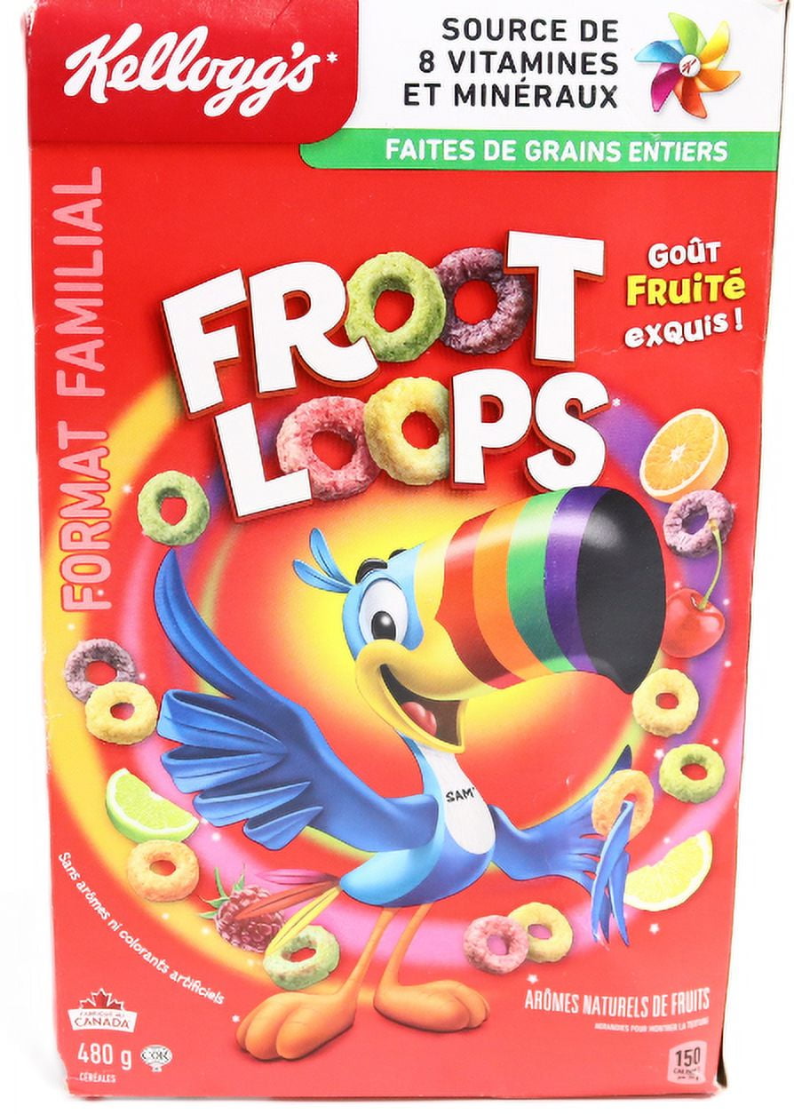 Kellogg's Froot Loops Cereal, Family Size, 480g/1.06 lb - Walmart.com