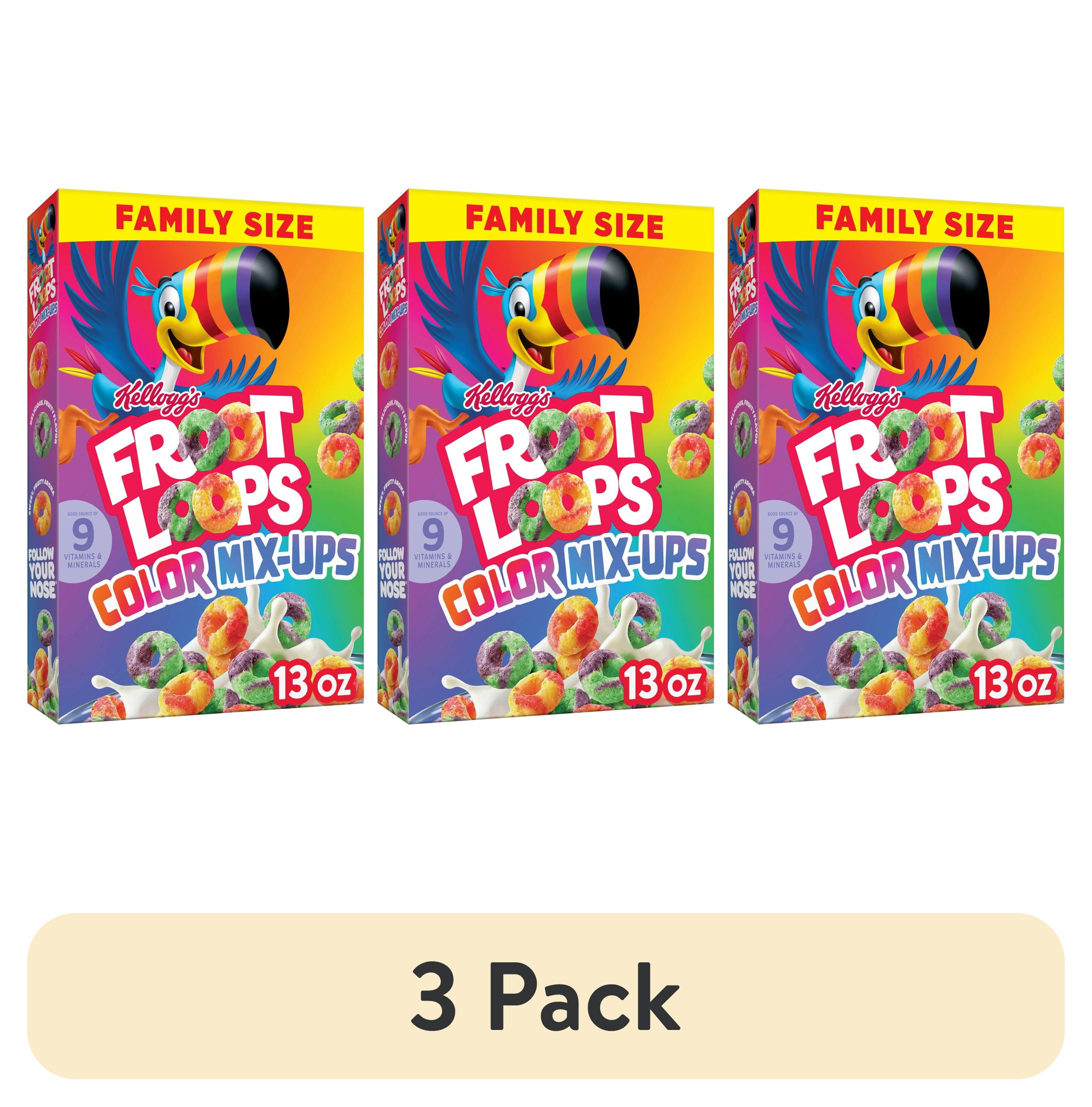 (3 pack) Kellogg's Froot Loops Color Mixups Breakfast Cereal, Fruit ...