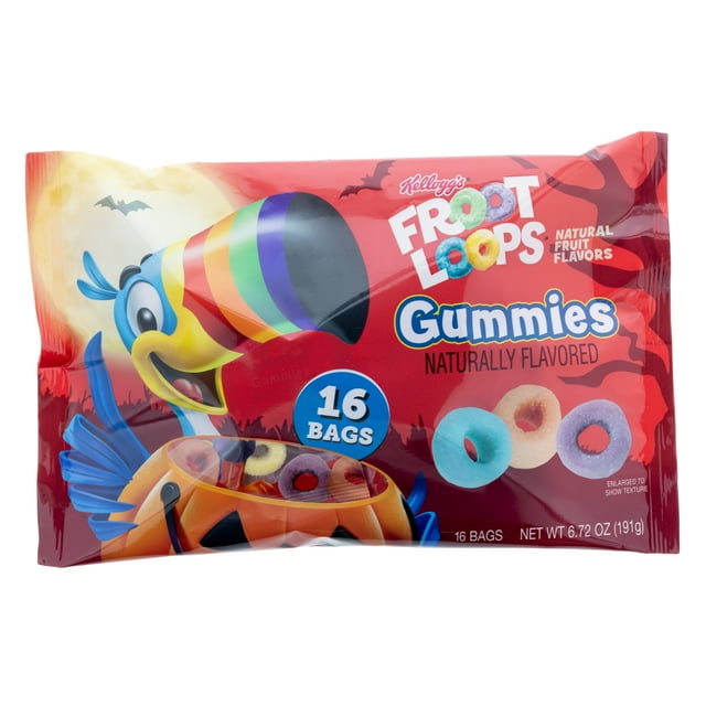 Kellogg's Froot Loops Cereal Fruit Flavored Gummies, Bagged Shapes ...