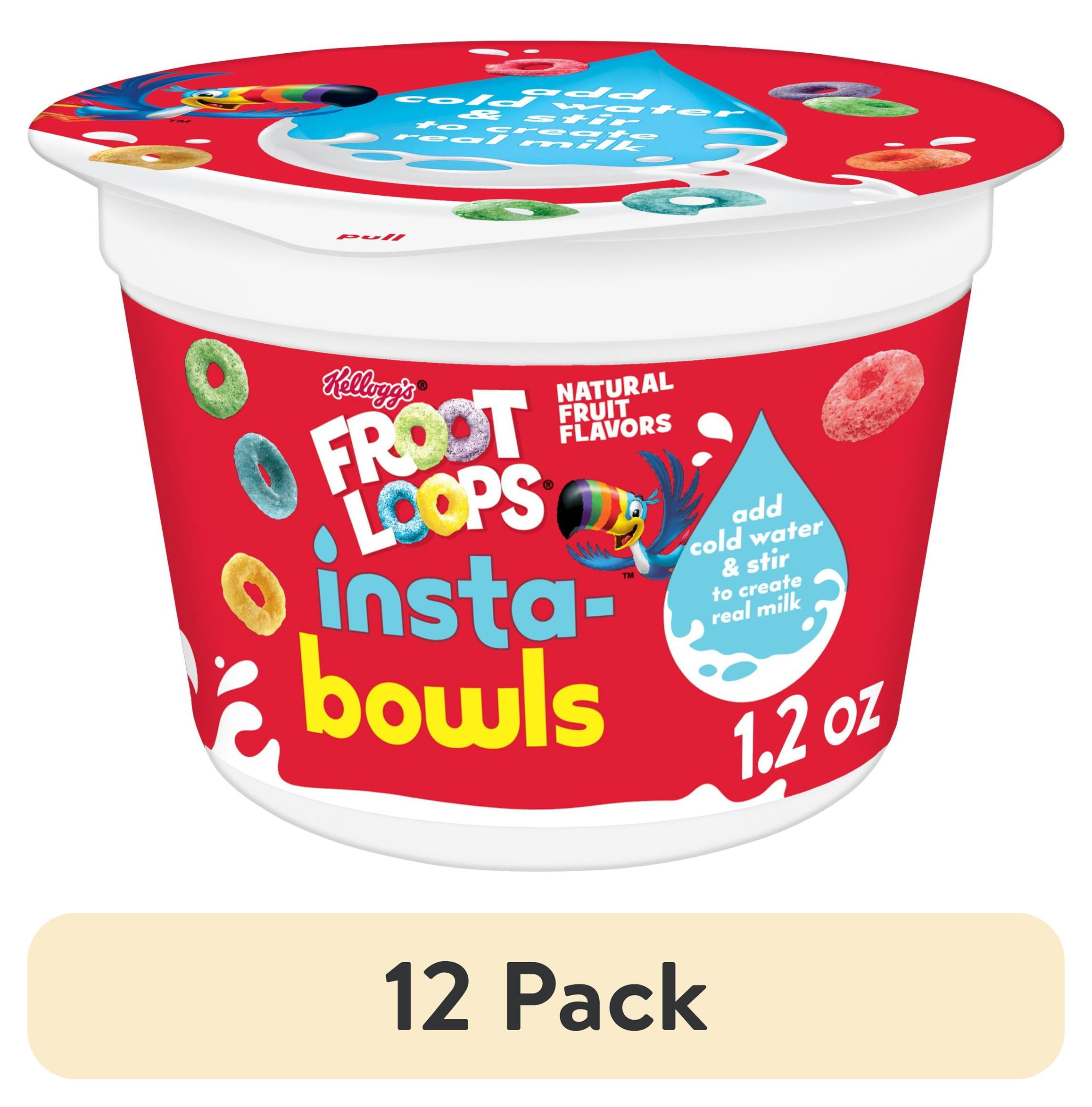 (12 pack) Kellogg's Froot Loops Insta-Bowls Breakfast Cereal, Kids ...