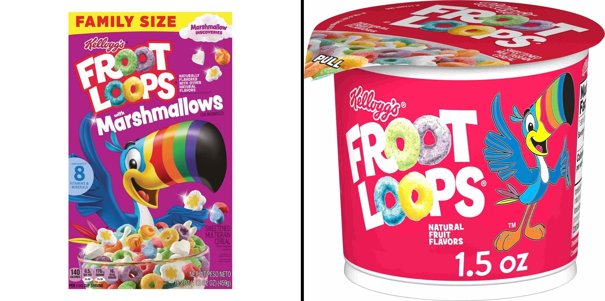 Kellogg's Froot Loops Marshmallow Breakfast Cereal 16.2 oz & Kellogg's ...